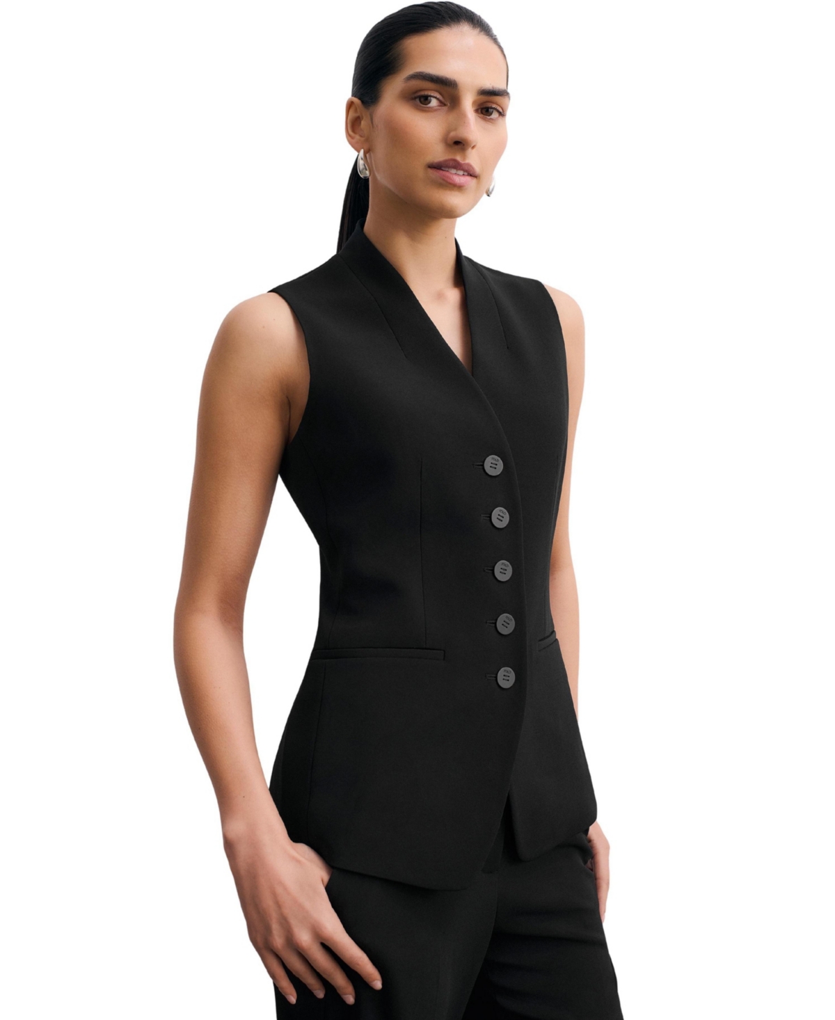 Click here for The Fold Womens Hartley Tailored Waistcoat - Black prices