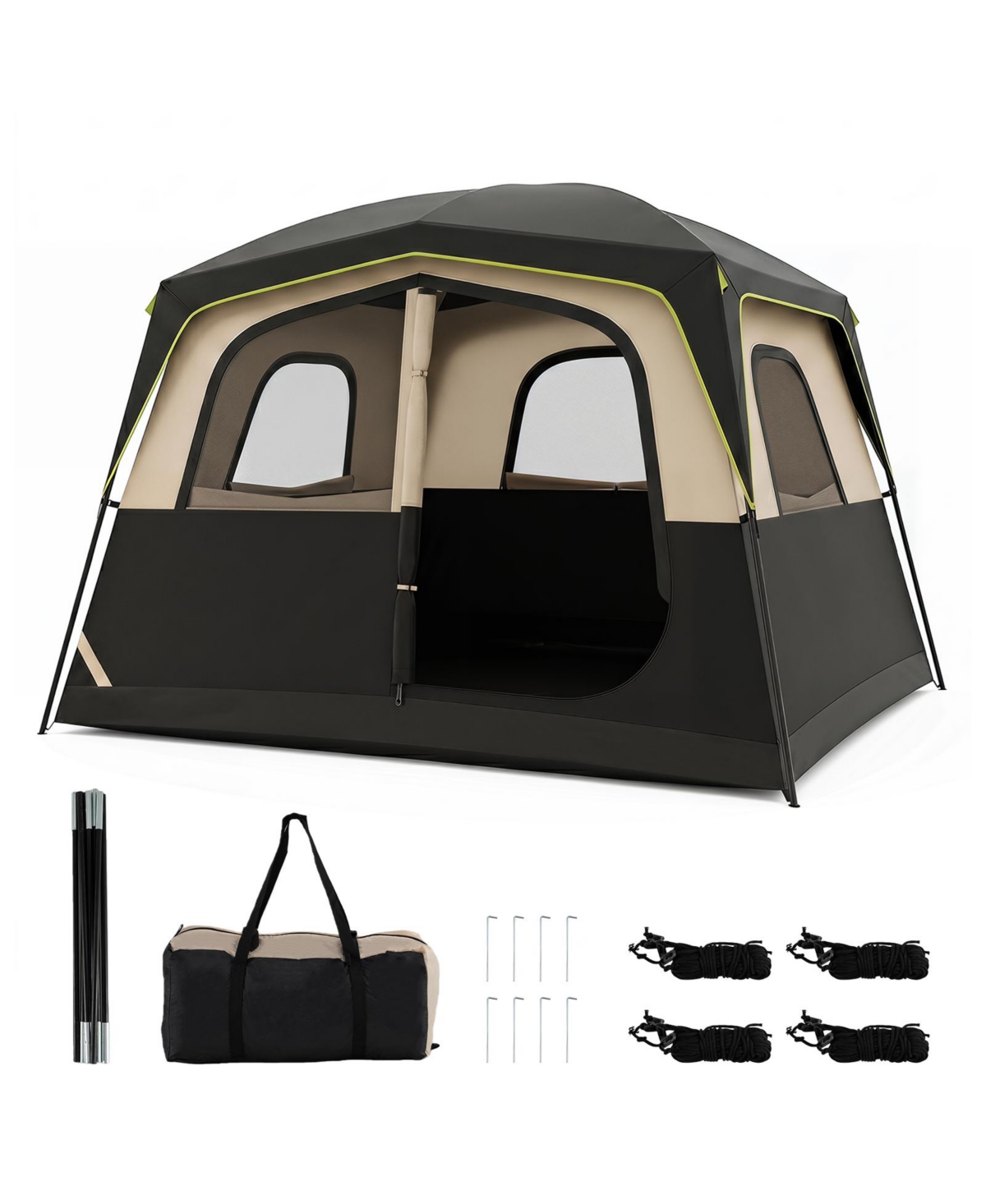 Click here for Gymax 6-Person Camping Tent with Top Rainfly Mesh... prices