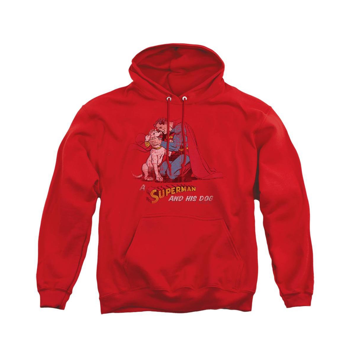 Click here for Superman Mens His Dog Pull-Over Hoodie - Red prices