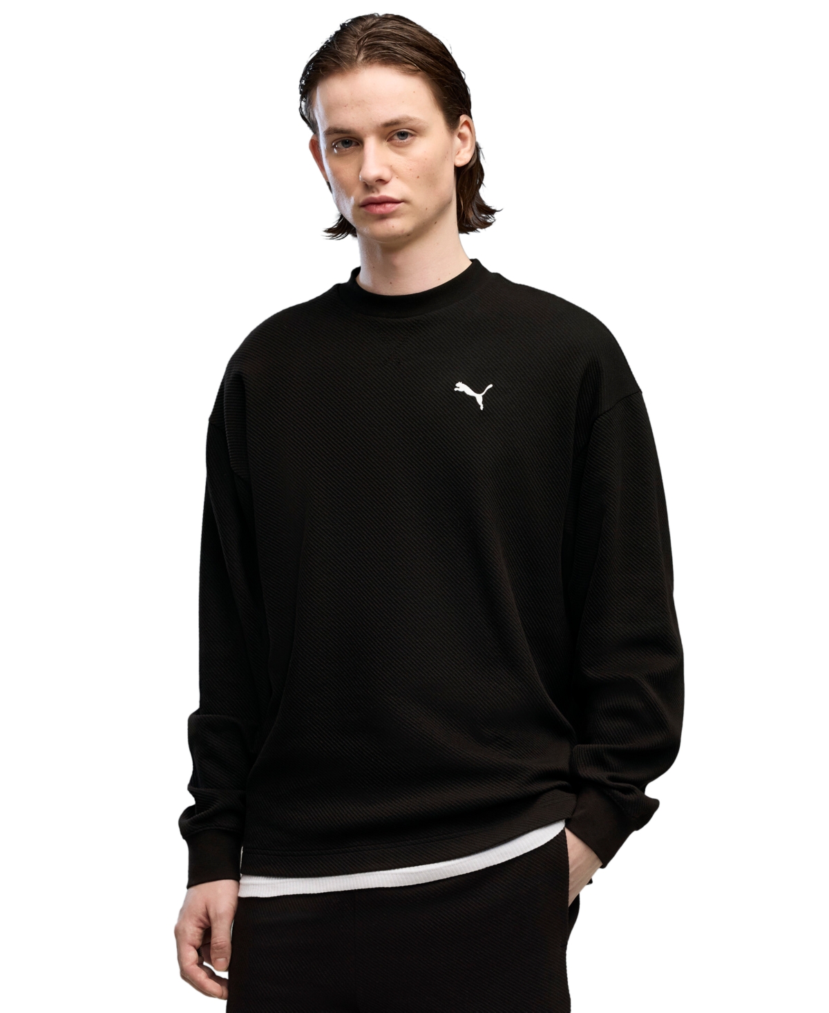 Click here for Puma Mens Relaxed-Fit Crewneck T-Shirt - Puma Blac... prices