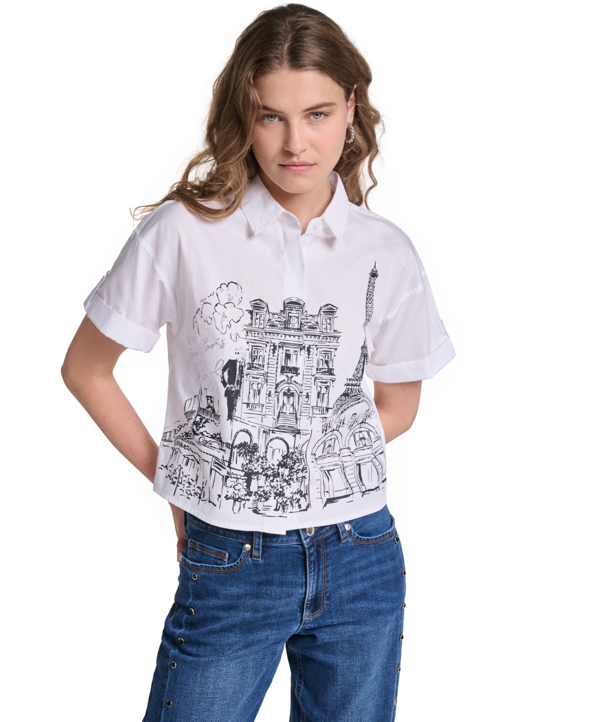 Click here for Karl Lagerfeld Paris Womens Cotton Crop Paris Scen... prices