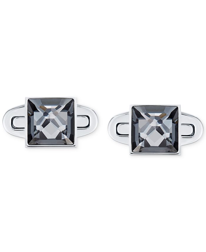 Swarovski Men's Stainless Steel Gray Crystal Cufflinks - Macy's
