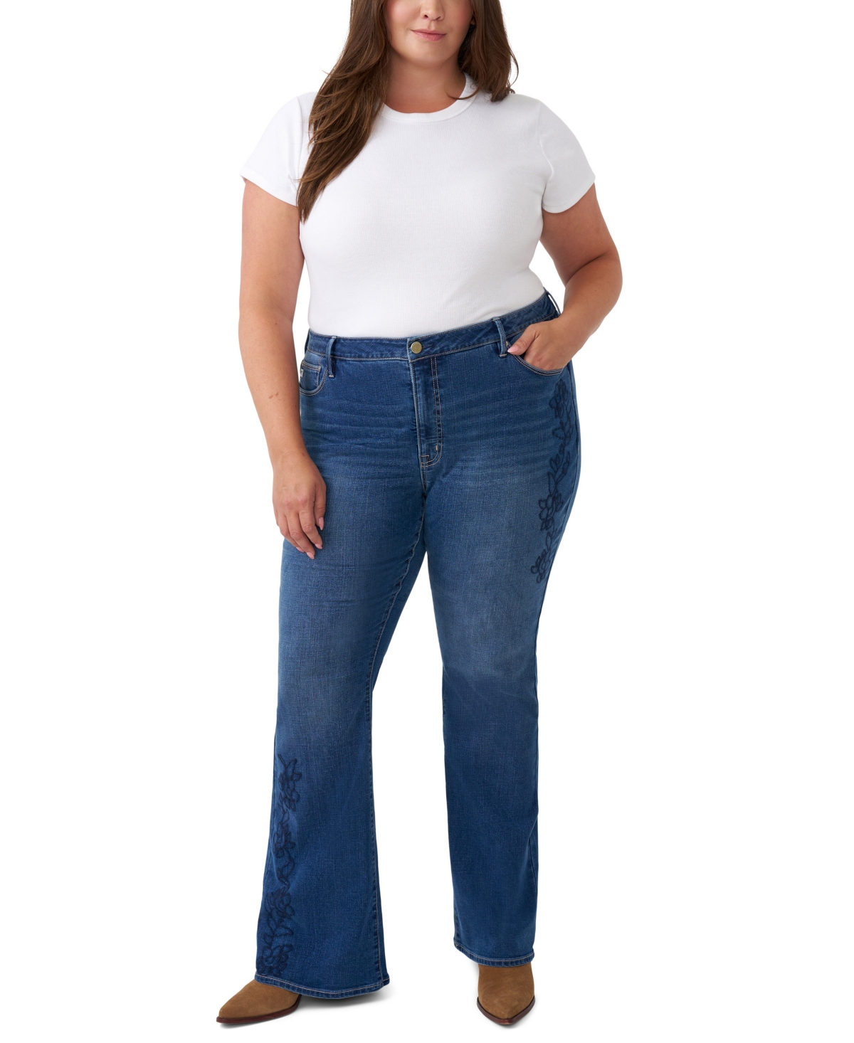 Click here for Seven7 Plus Size Felicity Flare High-Rise Jeans -... prices
