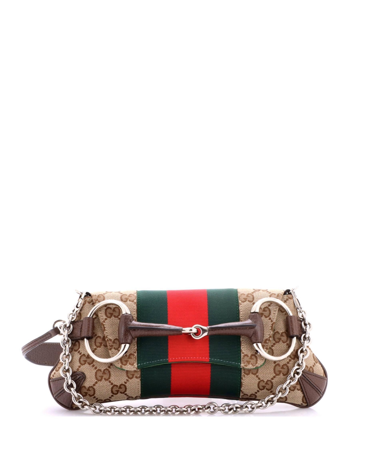 Click here for Pre-Owned Gucci Small Horsebit Nm Web Chain Clutch... prices