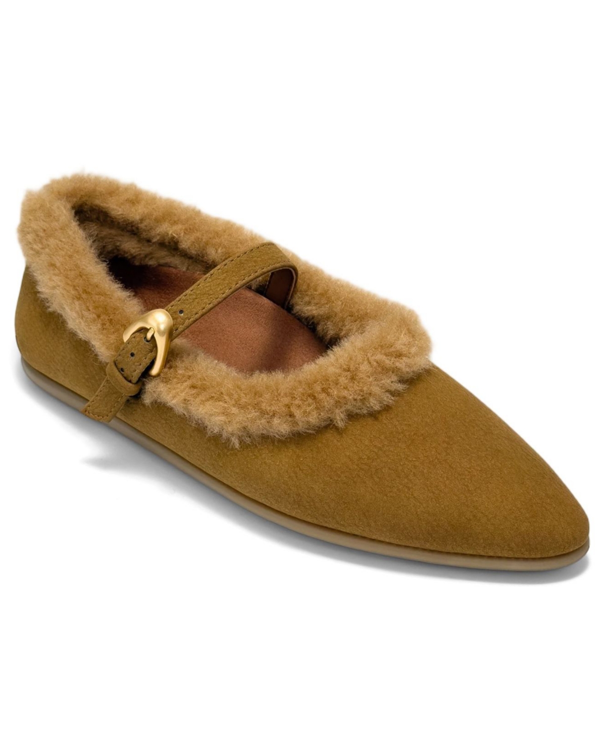 Click here for Aerosoles Womens Petra Fur Mary Jane Flats - Tobac... prices