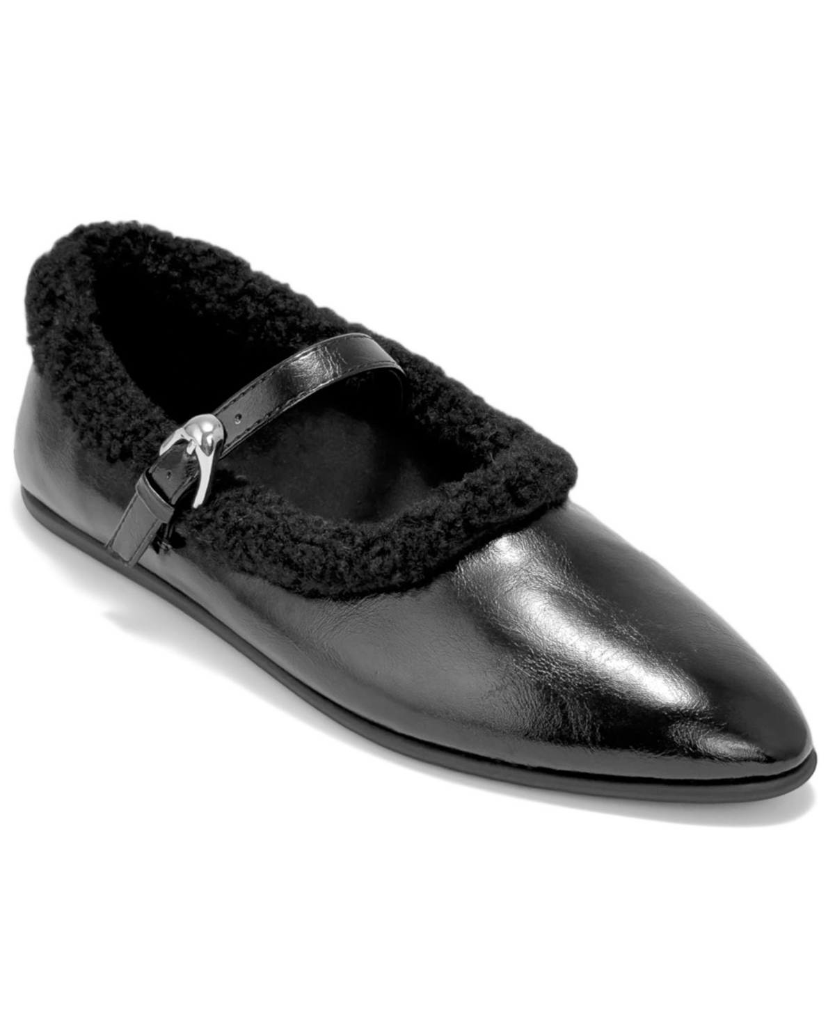 Click here for Aerosoles Womens Petra Fur Mary Jane Flats - Black... prices