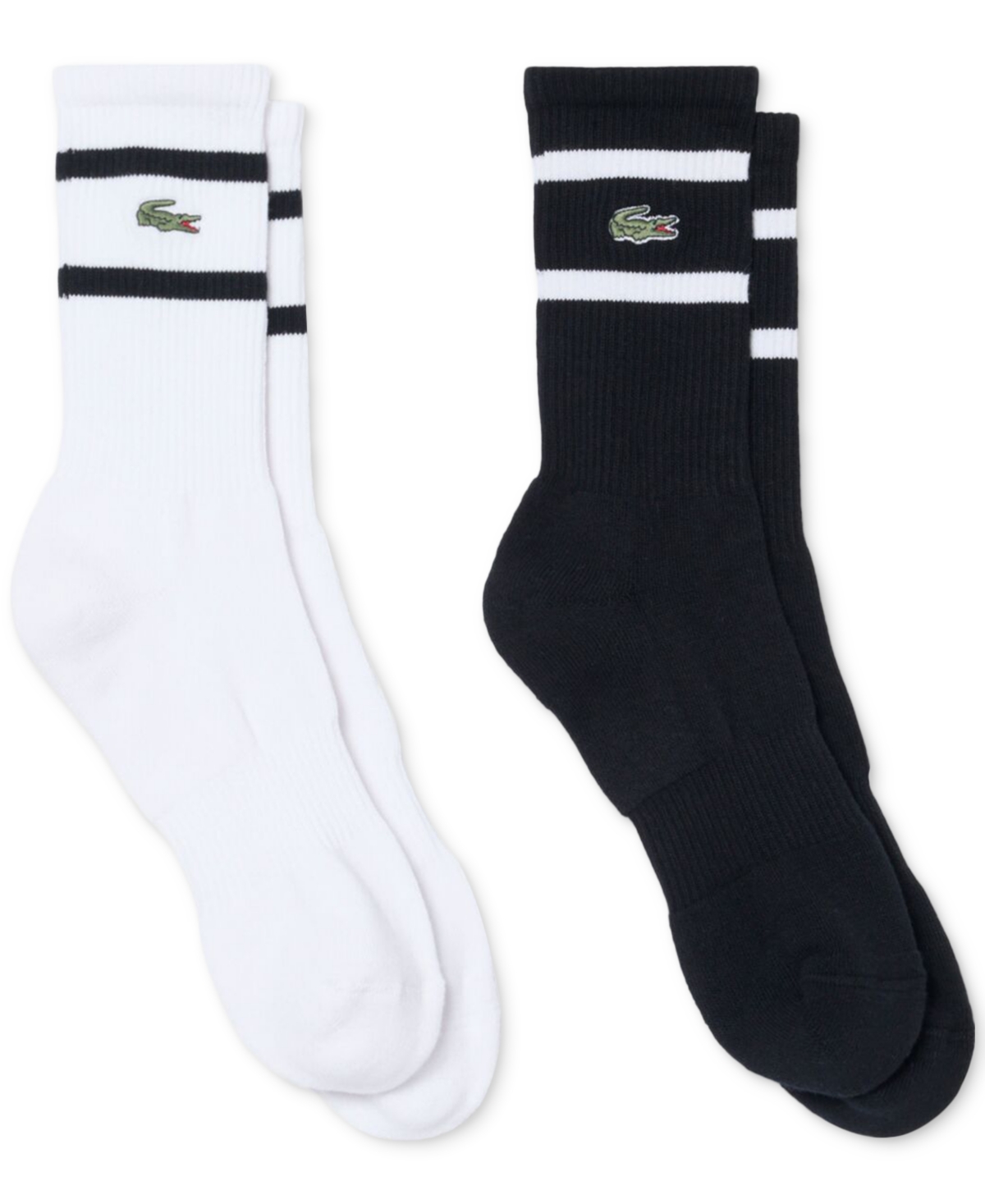 Click here for Lacoste Mens Striped Ribbed Crew Socks  2-Pack - B... prices