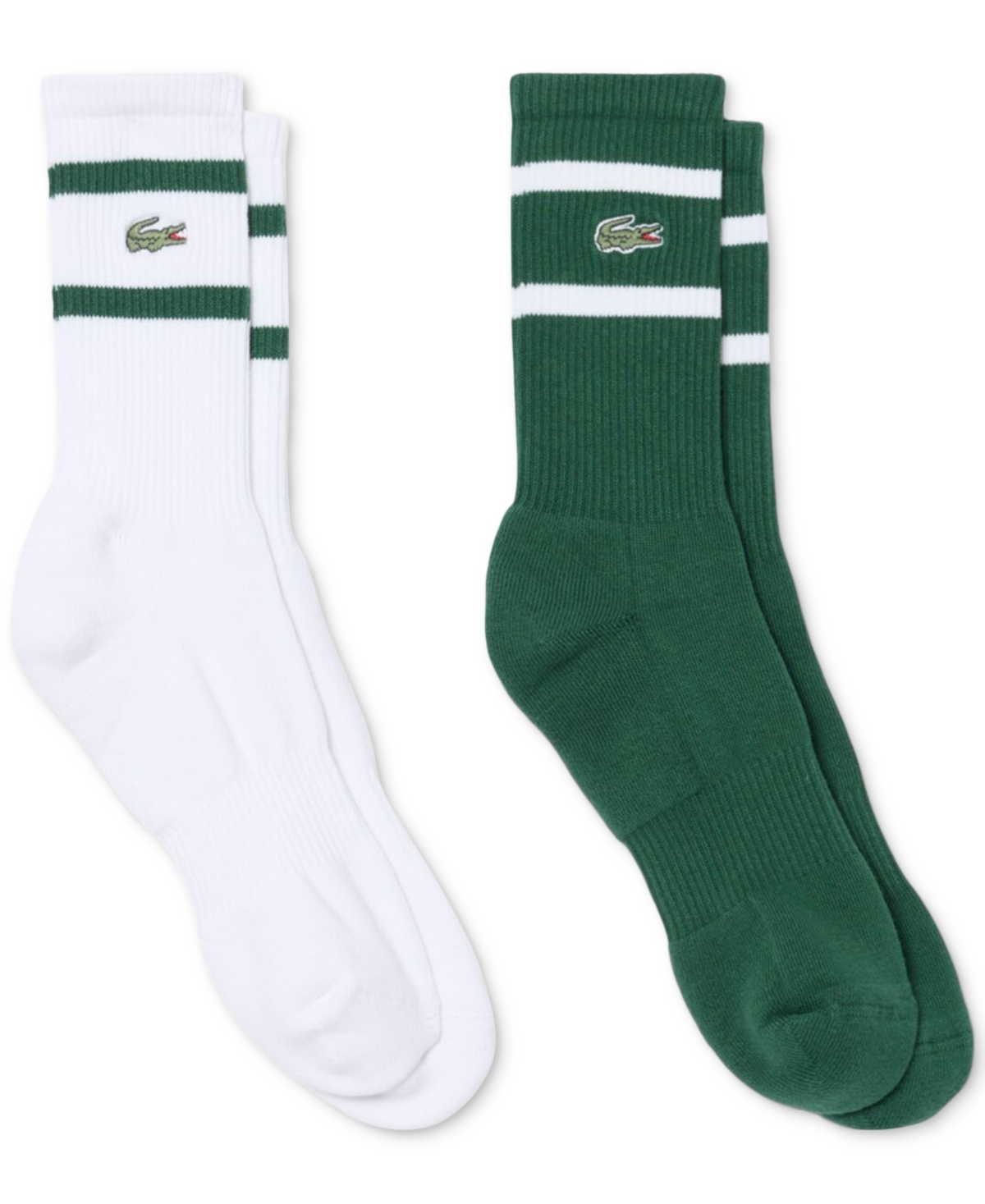 Click here for Lacoste Mens Striped Ribbed Crew Socks  2-Pack - G... prices