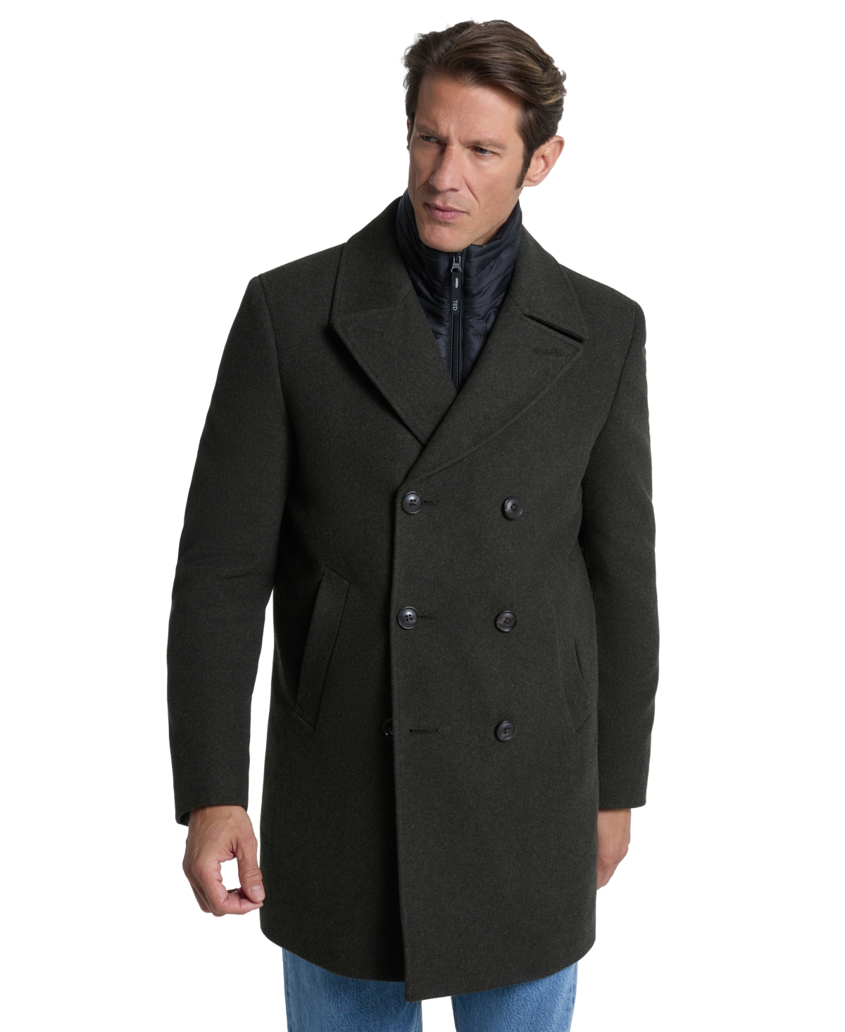 Click here for Ted by Ted Baker Mens Modern-Fit Peacoat - Loden G... prices