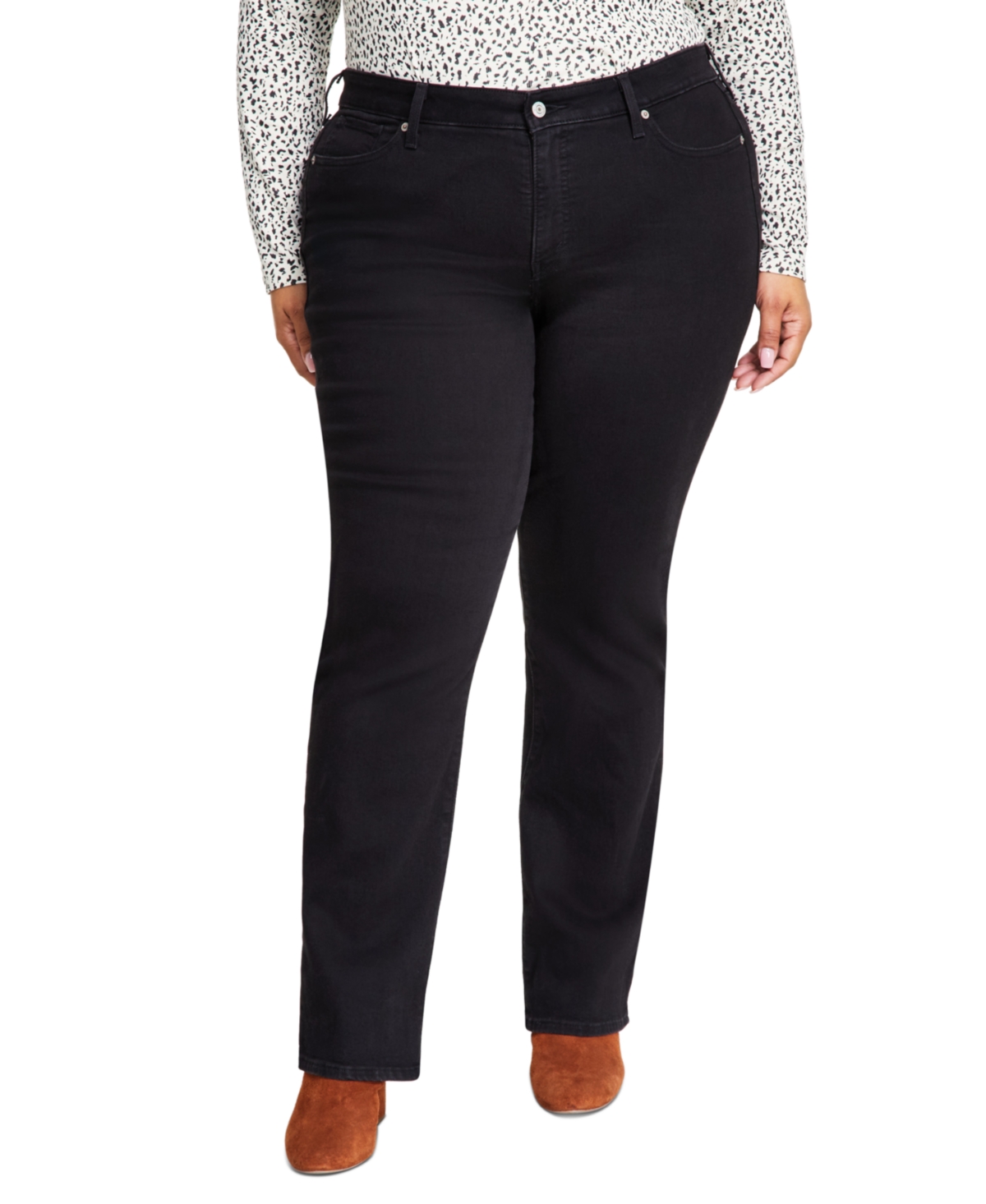 Levis Trendy Plus Size Classic Straight Leg Jeans - Soft Black