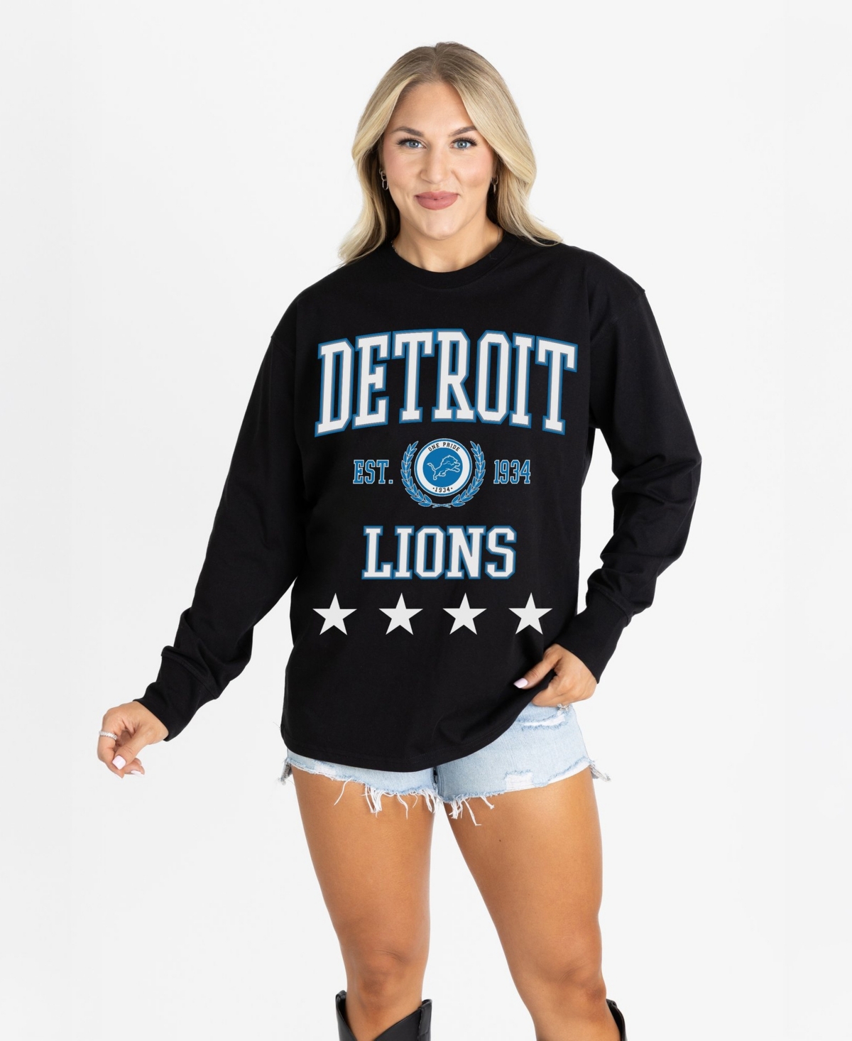 Click here for Gameday Couture Womens Black Detroit Lions Oversiz... prices