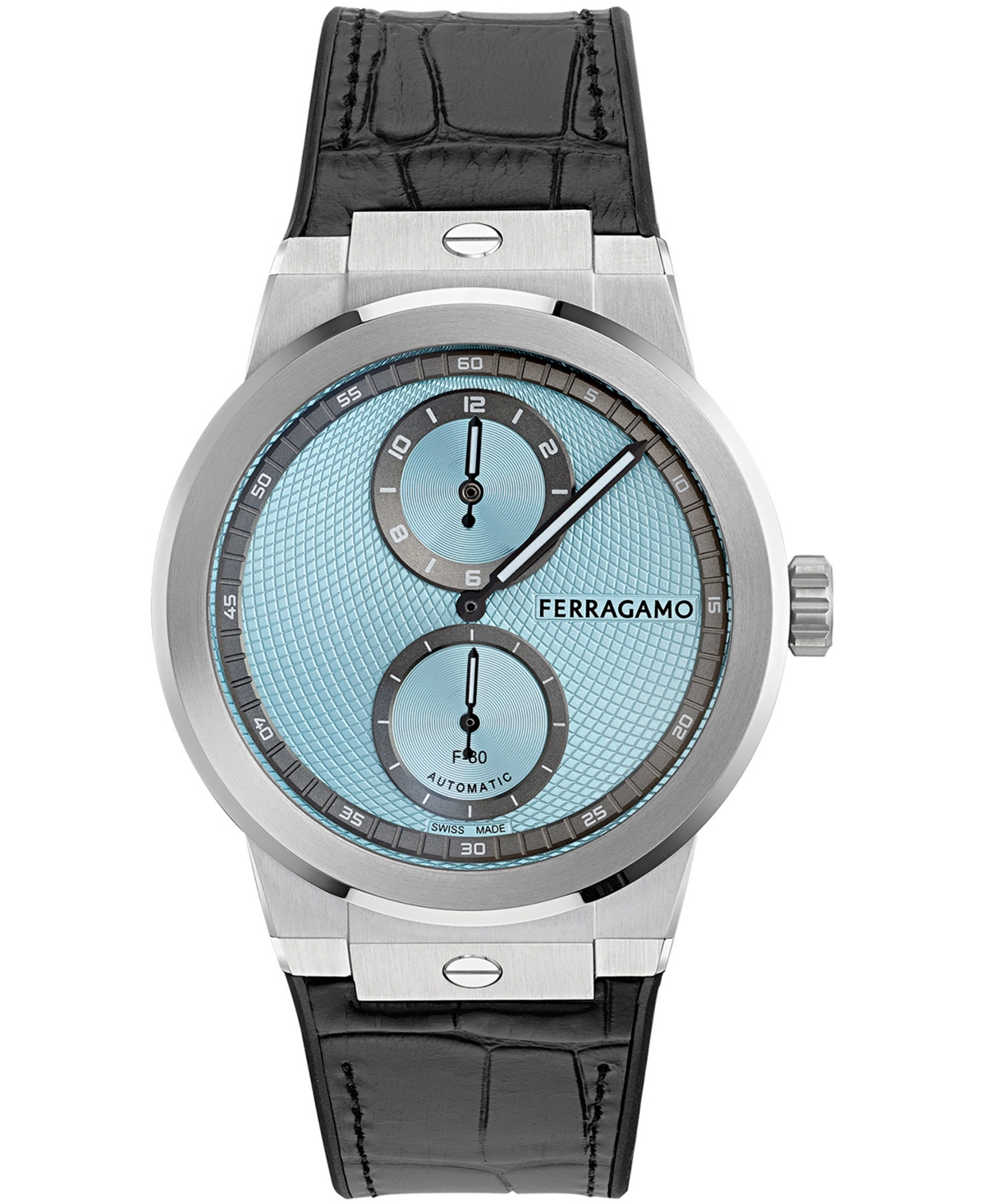 Click here for Ferragamo Mens Silver Stainless Steel Leather Stra... prices