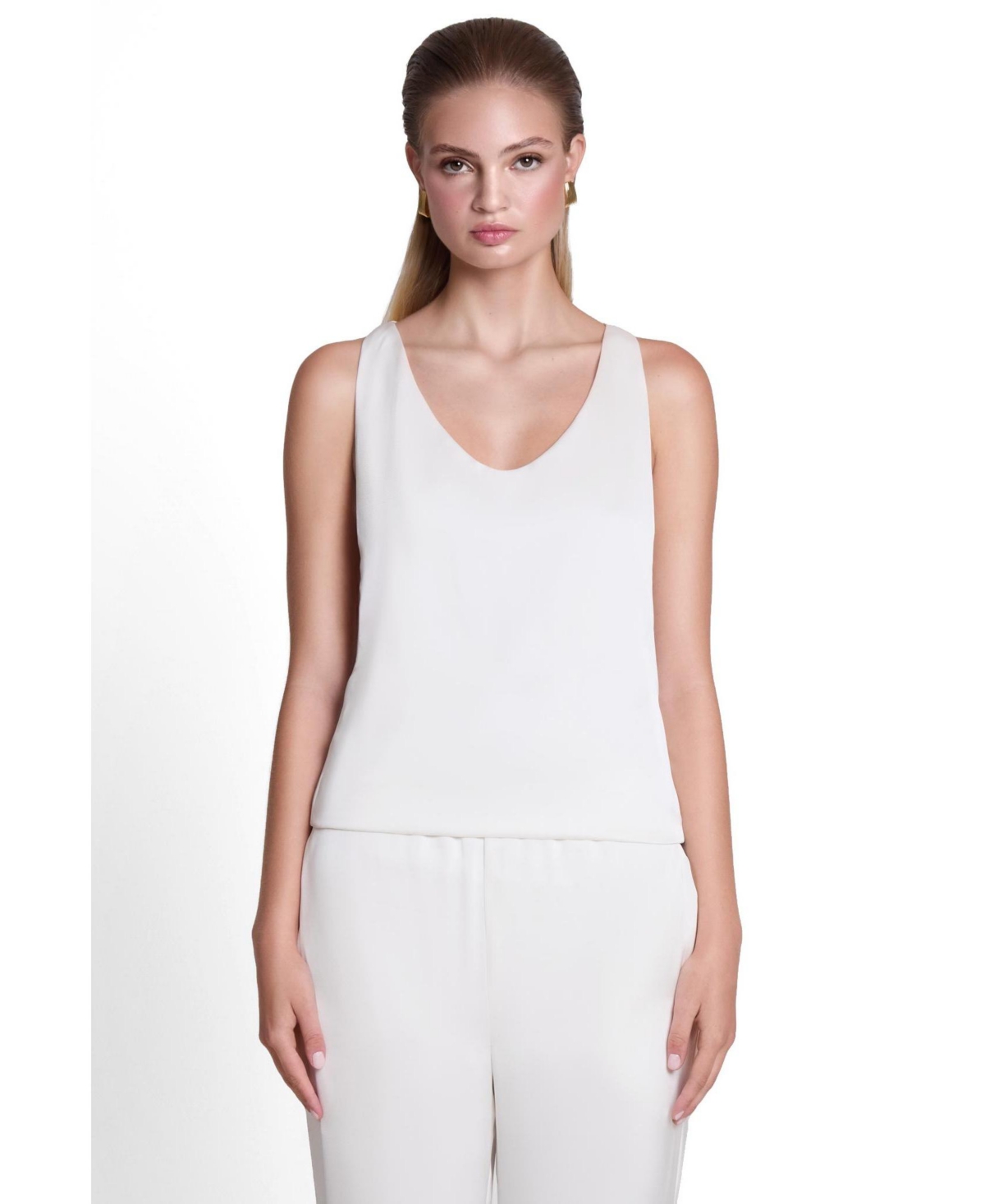 Click here for Leau Womens Suri Satin Racerback Top - White prices