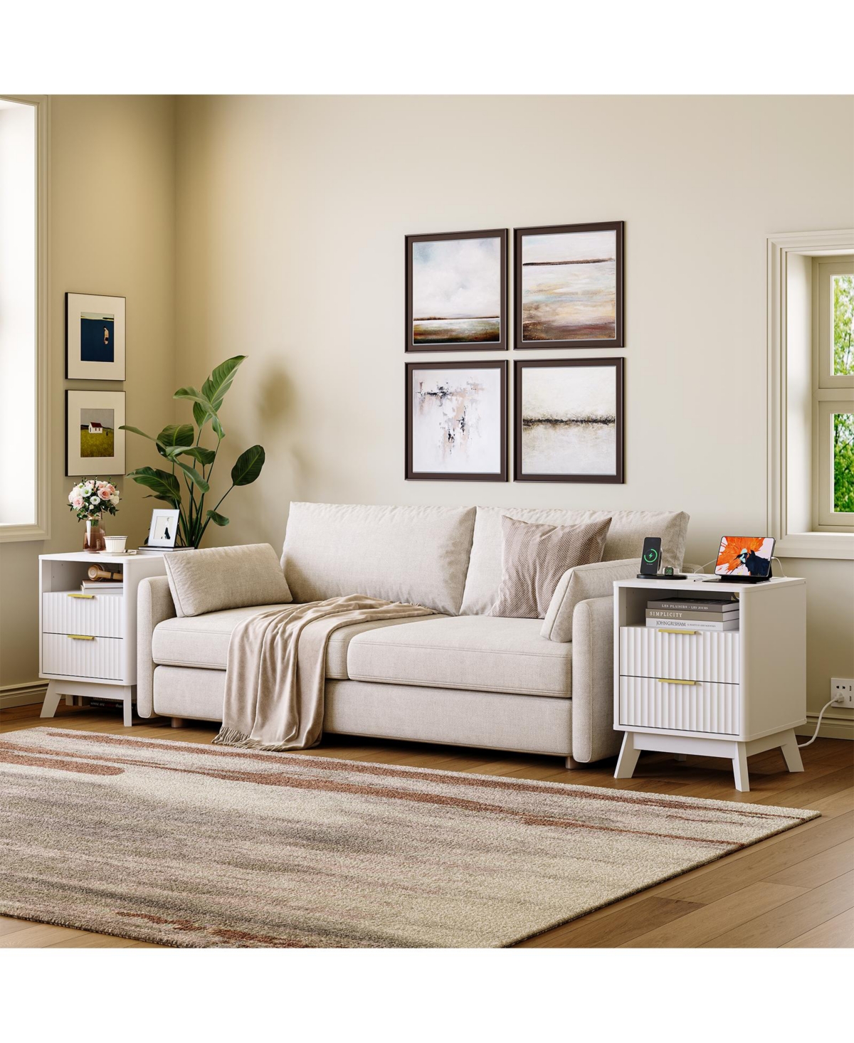 Click here for gaomon Set of 2 Modern 2 Drawer Wave Fluted Nights... prices