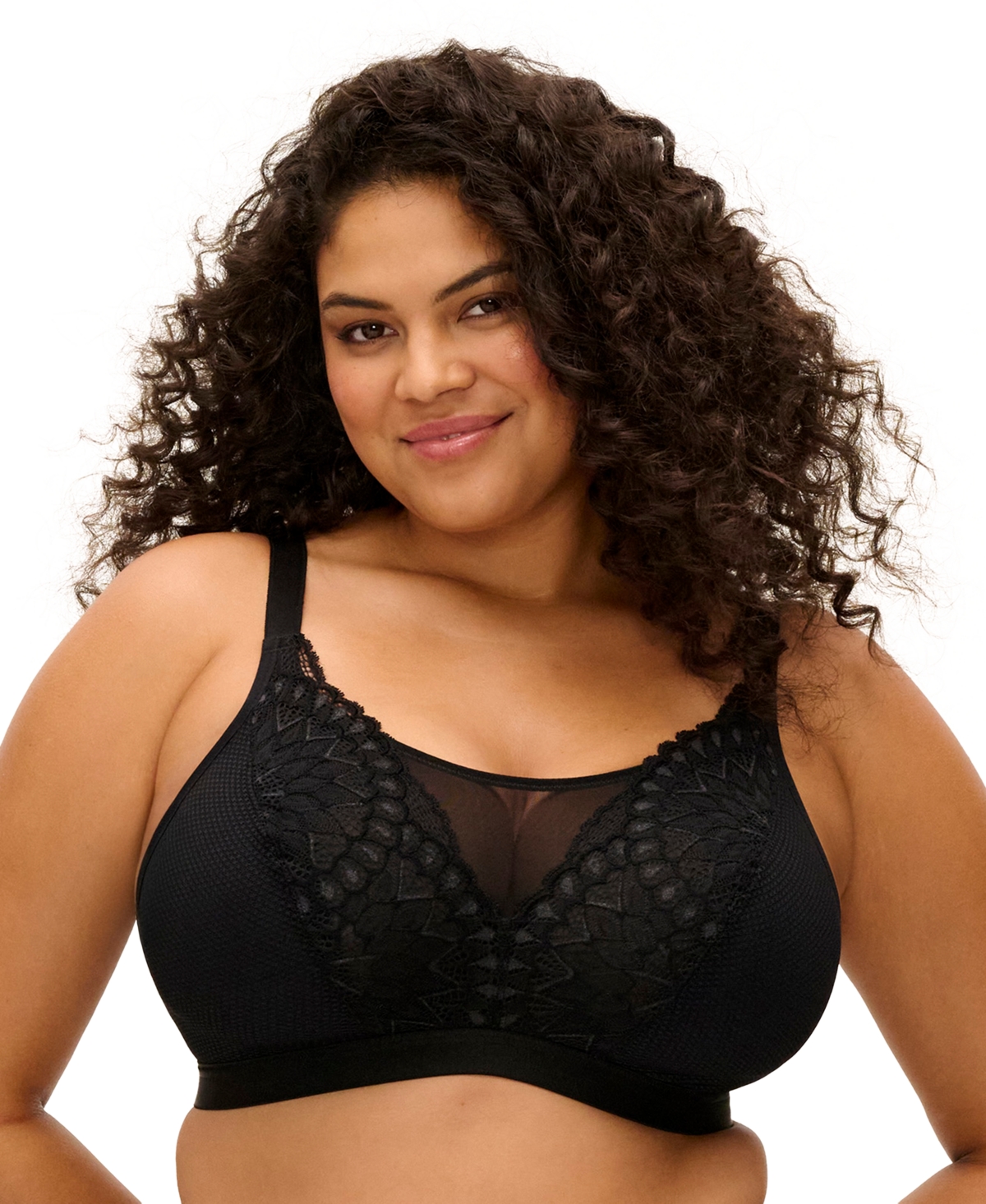 Click here for Elomi Plus Size Tiernie Wireless Unlined Lace Bral... prices