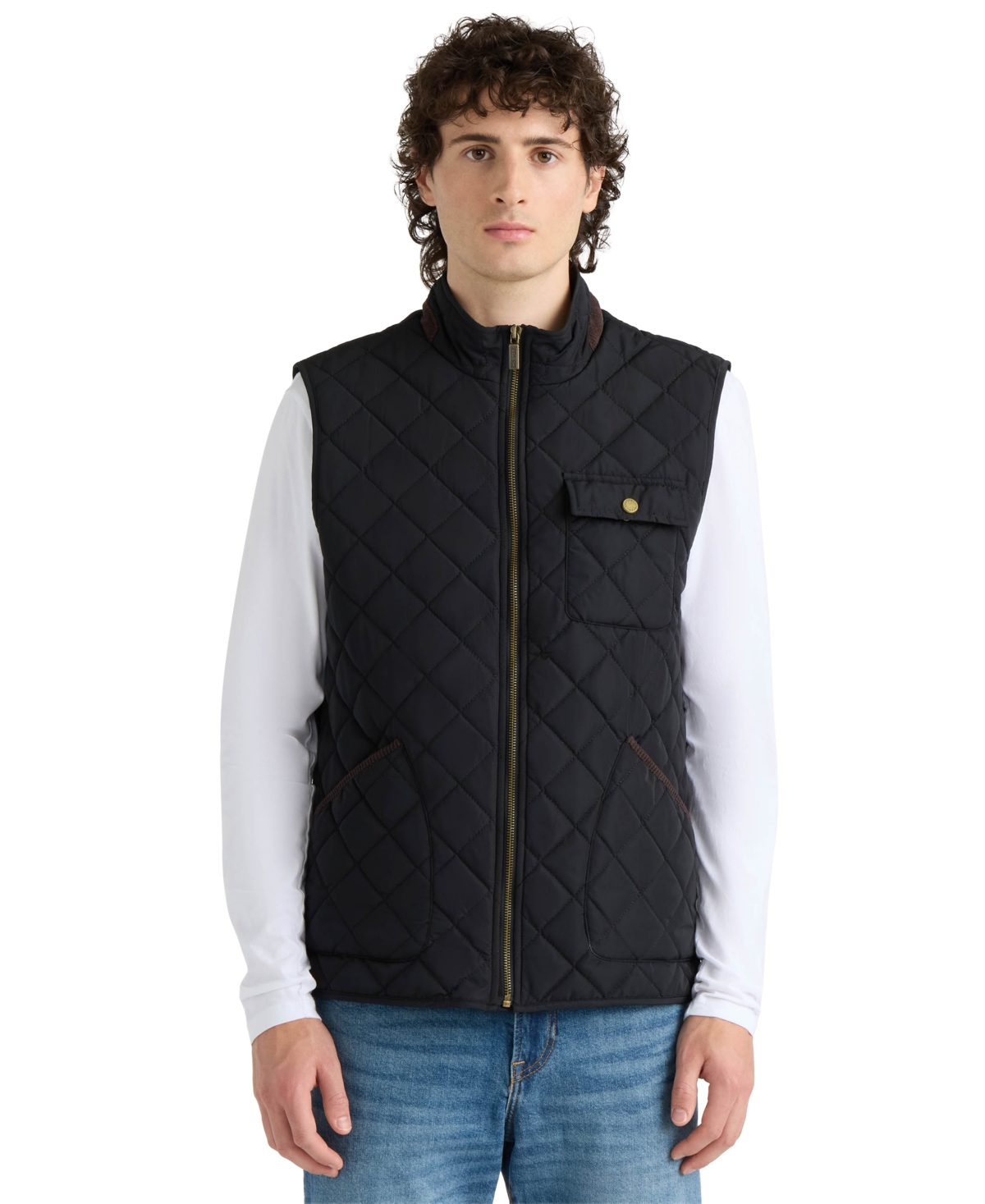 Click here for Hunter Mens Buck Quilted Corduroy-Trim Lined Vest... prices