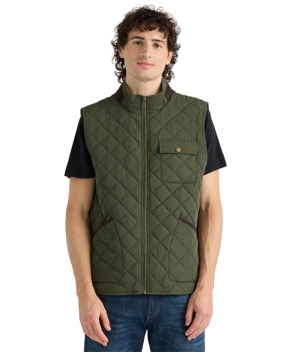 Click here for Hunter Mens Buck Quilted Corduroy-Trim Lined Vest... prices