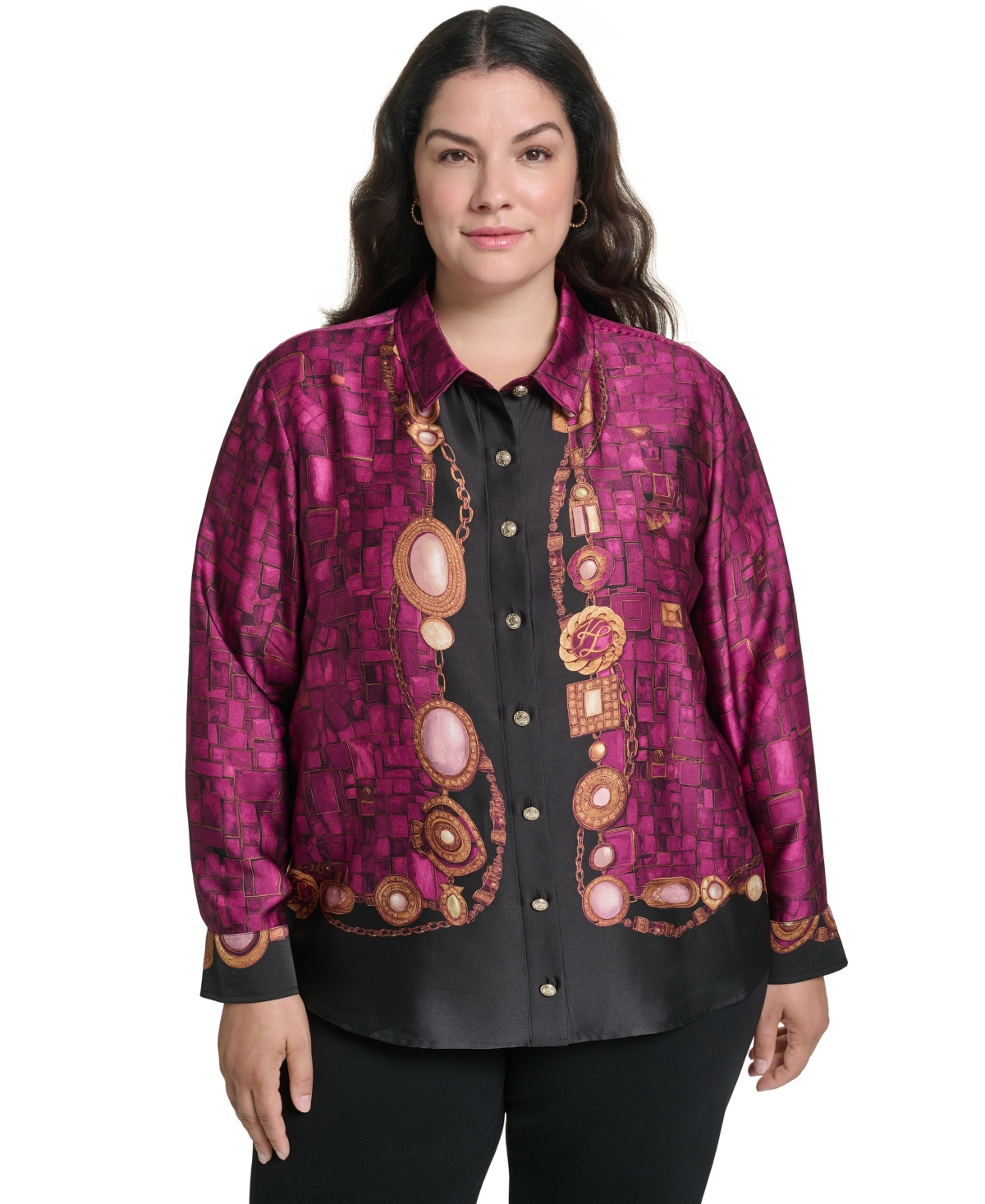 Click here for Karl Lagerfeld Paris Plus Size Gemstone Woven Prin... prices