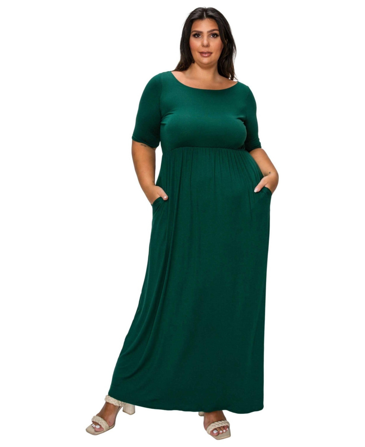 Click here for L I V D Plus Size Eva Pocket Maxi Dress - Hunter prices