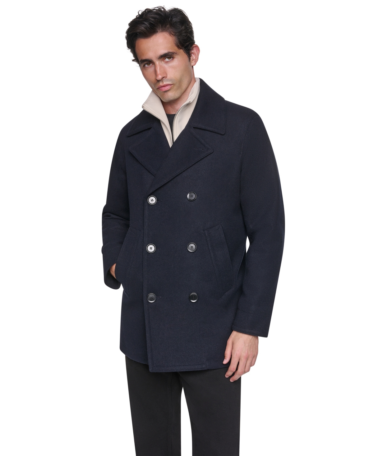 Click here for Dkny Mens Faux Wool Peacoat - Navy prices