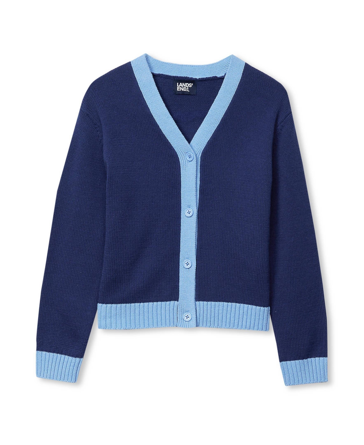 Click here for Lands End Big Girls Plus Long Sleeve Cardigan - Na... prices