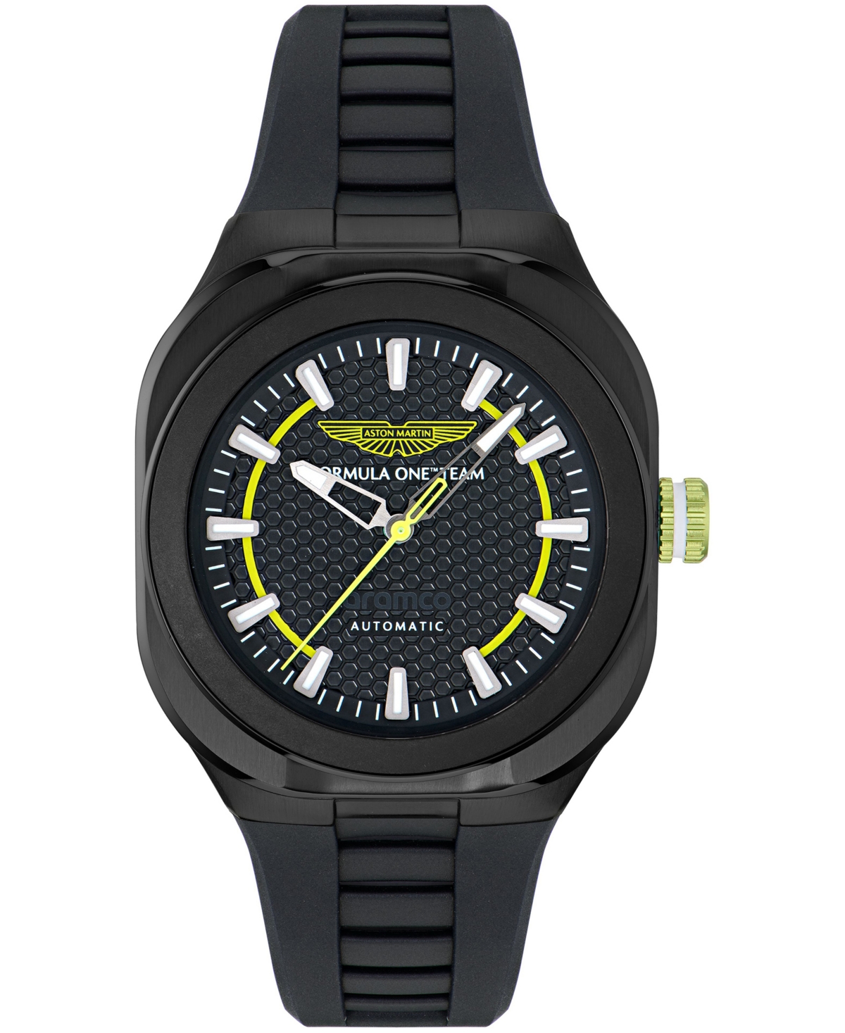 Click here for Aston Martin Mens Automatic Cushion Black Silicone... prices