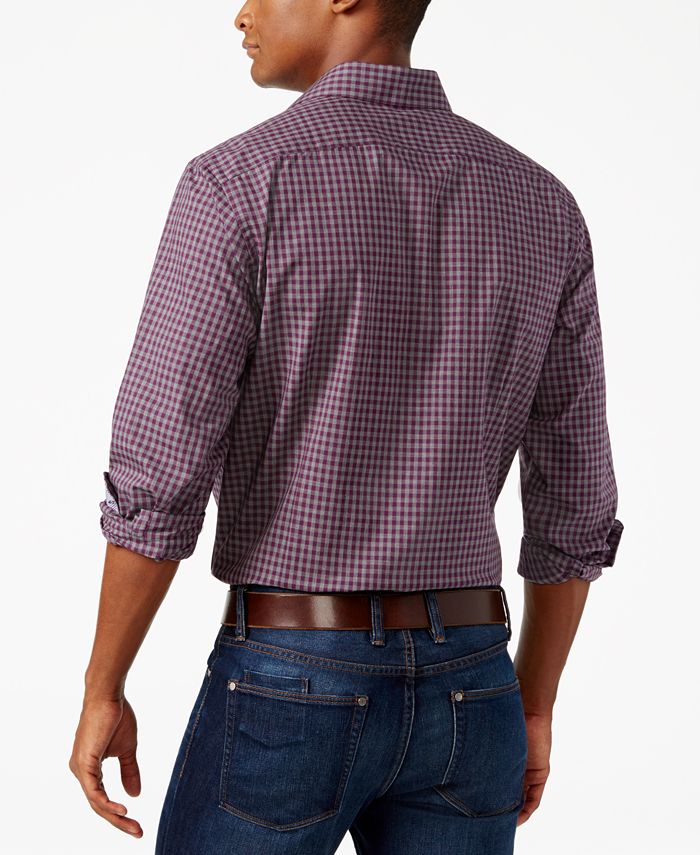 ConStruct Con.Struct Men's Slim-Fit Plum Melange Check Dress Shirt - Macy's
