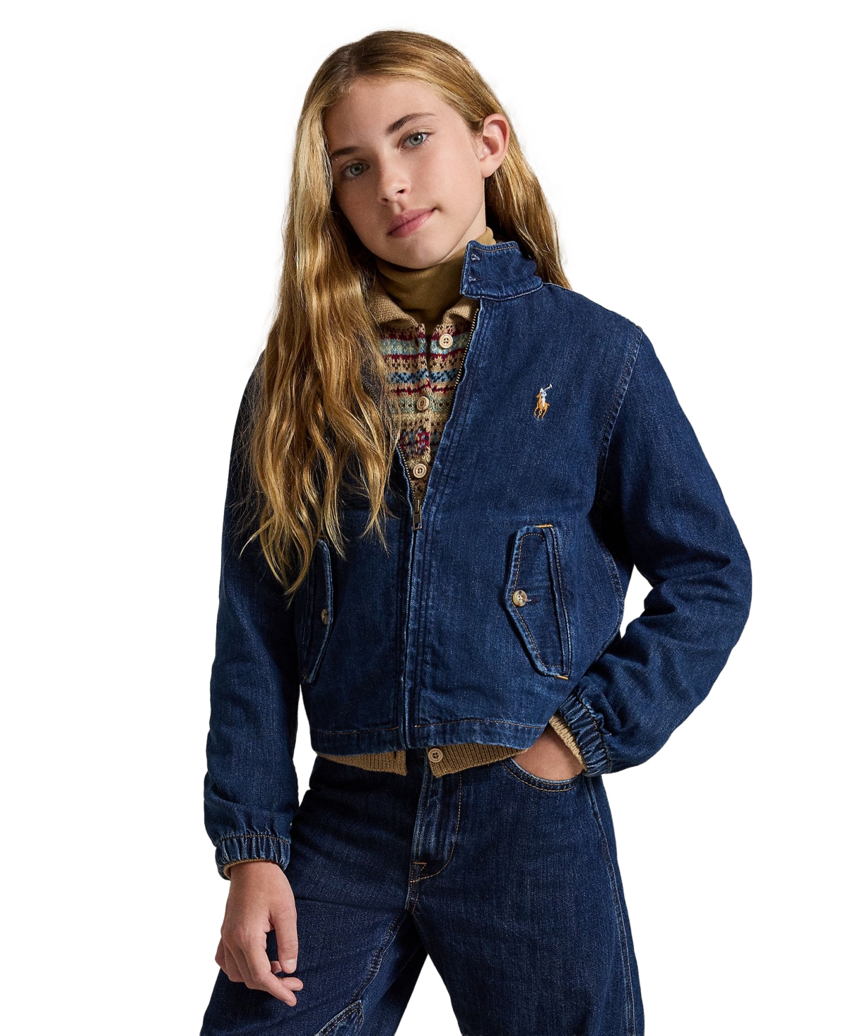 Click here for Polo Ralph Lauren Girls 7-16 Indigo Mock Neck Deni... prices