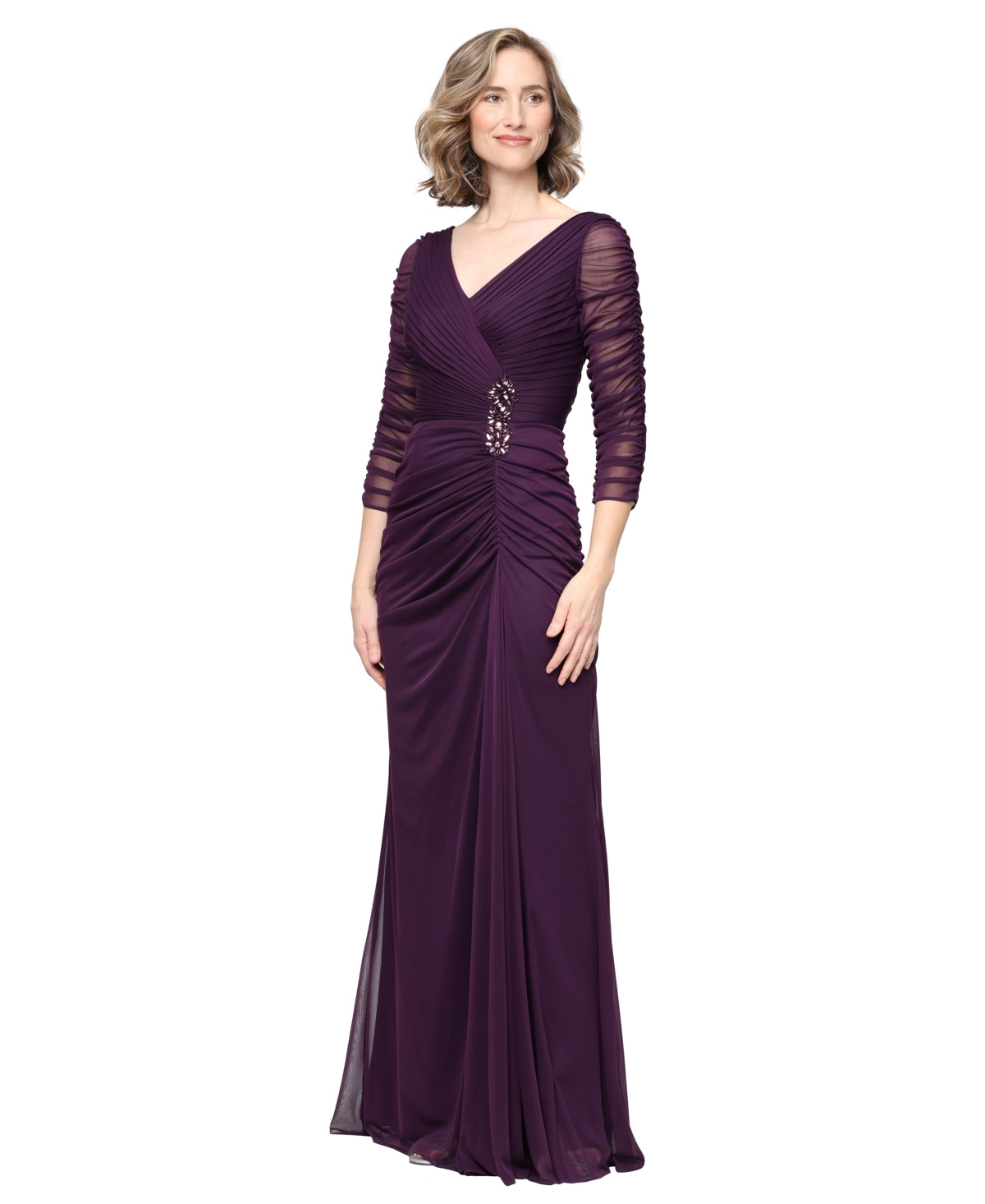 Click here for Alex Evenings Womens V-Neck Embellished Mesh Dress... prices