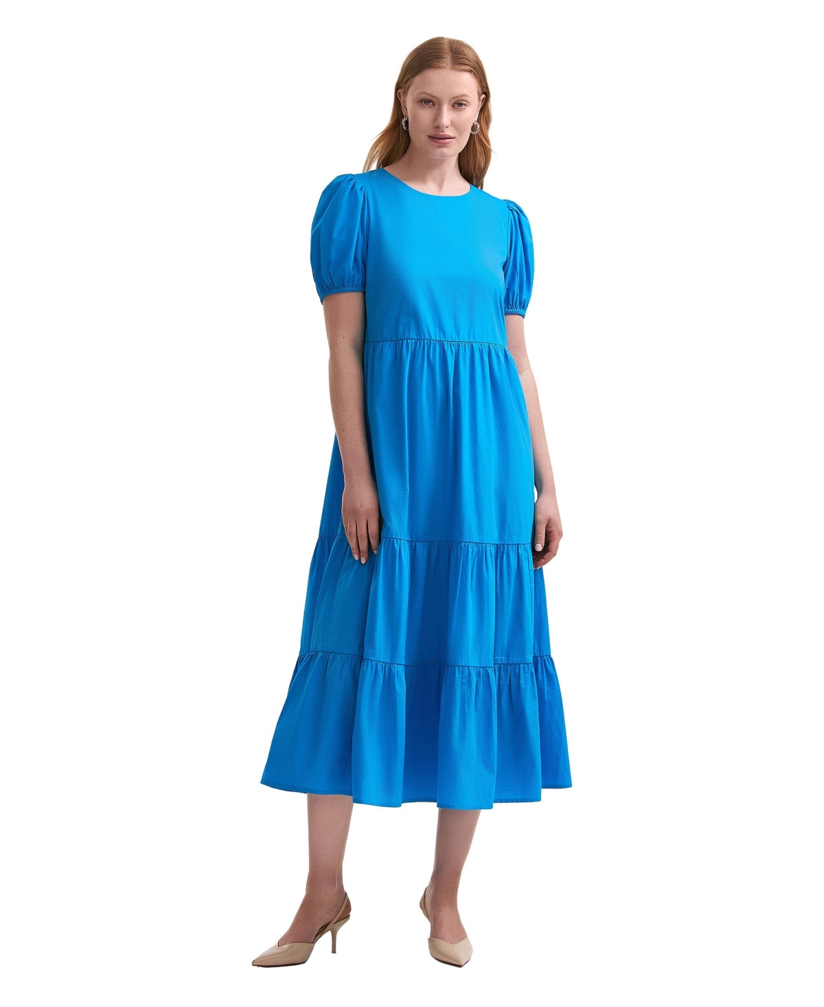 Click here for Finery London Womens Genevive Cotton Midi Tiered D... prices