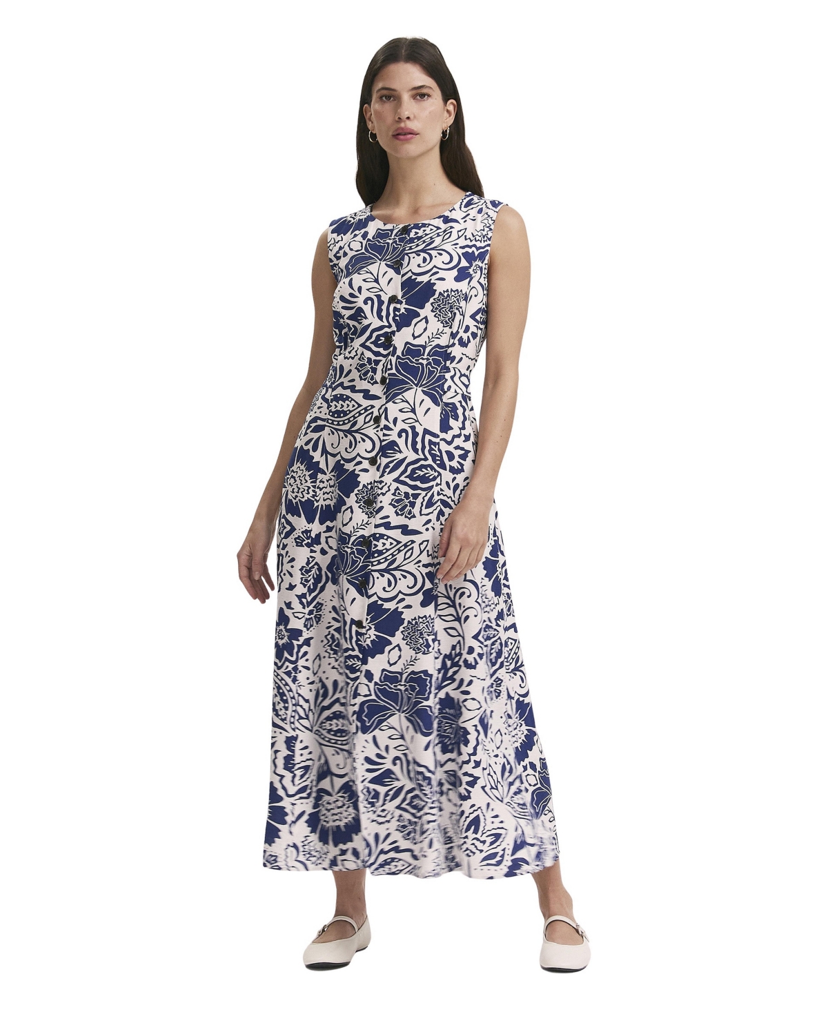 Click here for Finery London Womens Aimee Floral Midi Dress - Nav... prices