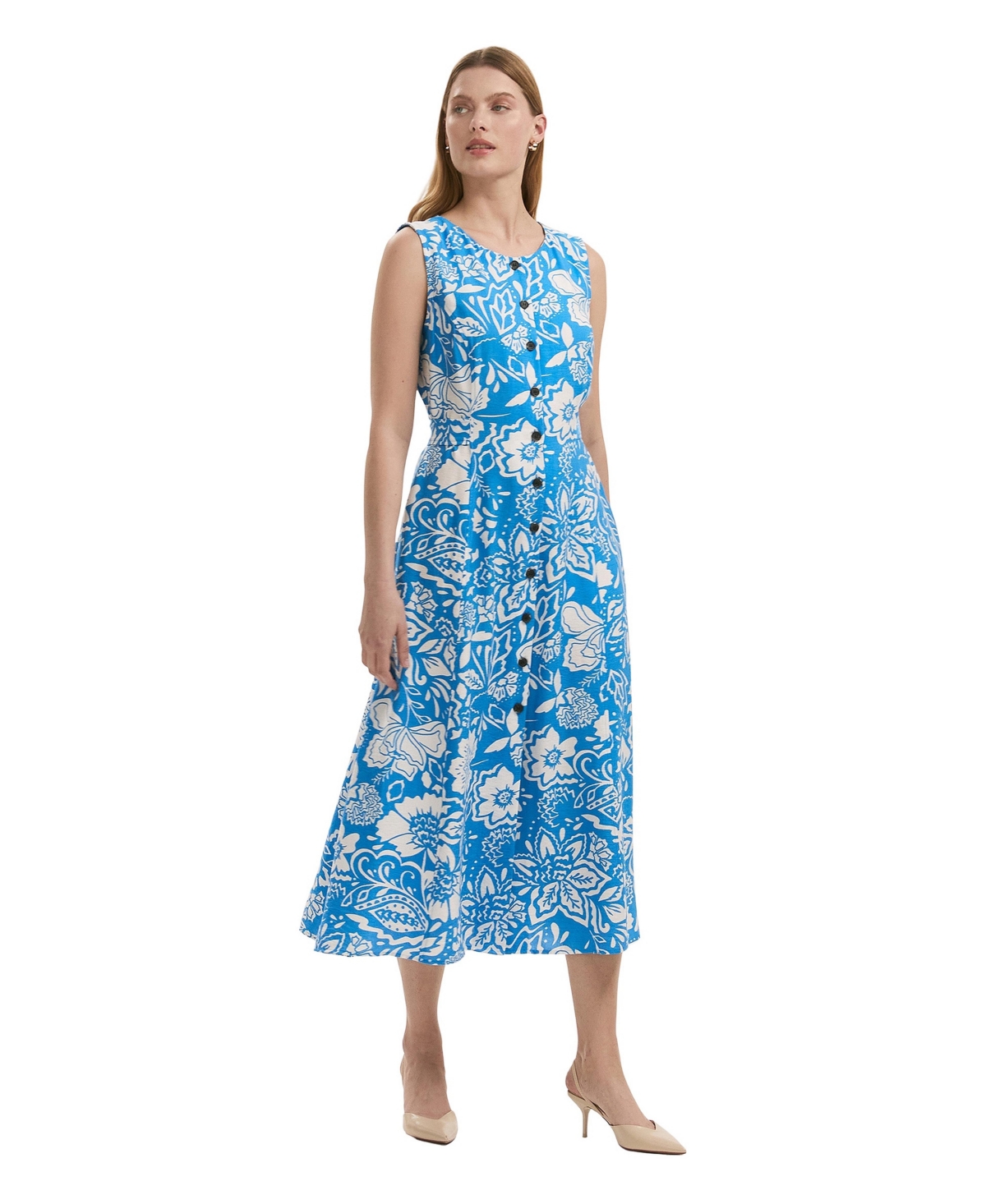 Click here for Finery London Womens Aimee Floral Midi Dress - Blu... prices