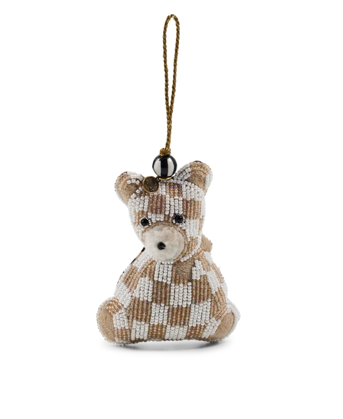 Click here for MacKenzie-Childs Mocha Check Bear Beaded Ornament... prices