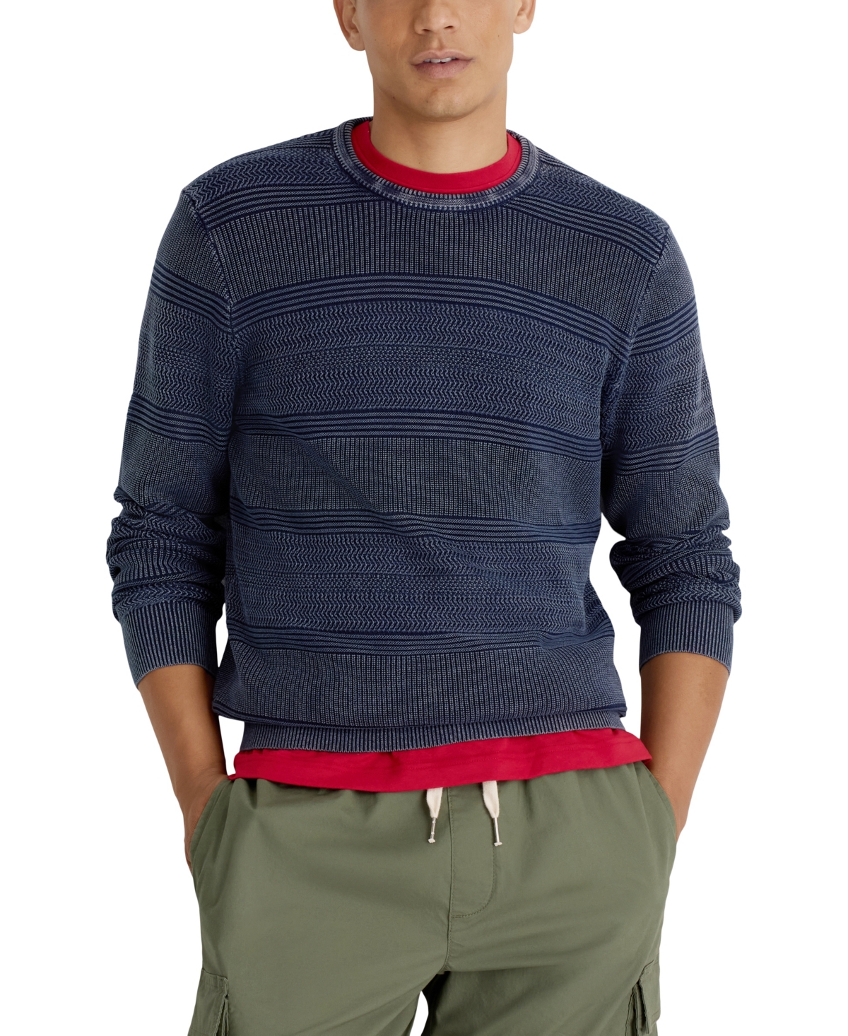 Click here for Nautica Mens Classic-Fit Stripe Cotton Crewneck Sw... prices