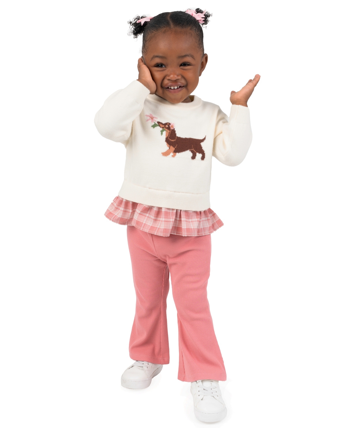 Click here for Rare Editions Baby Girls Dog Top with Plaid Ruffle... prices