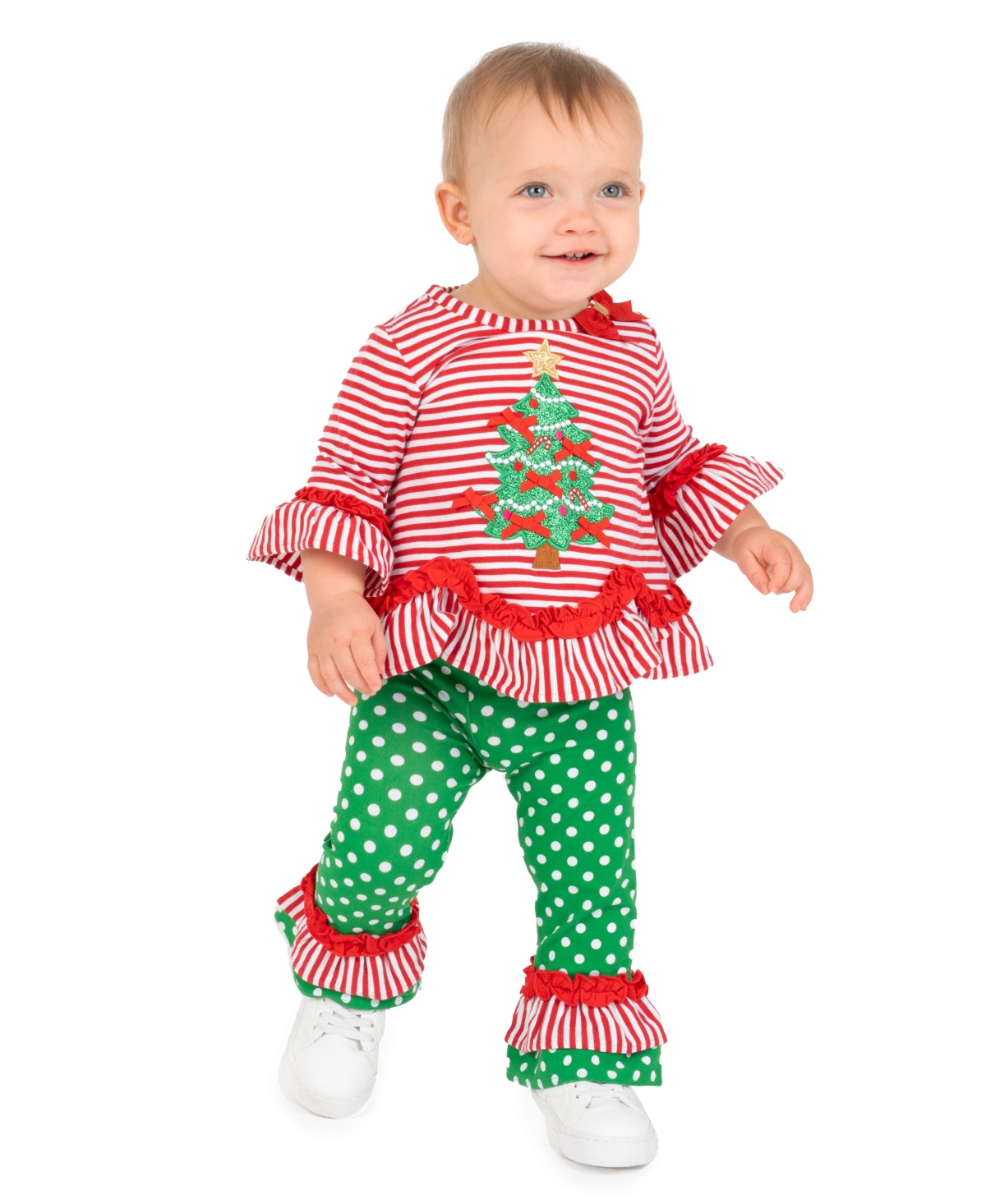 Click here for Rare Editions Baby Girls Tree Applique Striped Top... prices