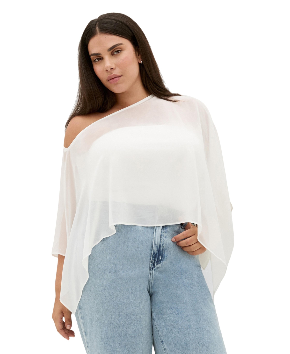 Click here for City Chic Womens Sheer Chiffon Poncho top - Ivory prices