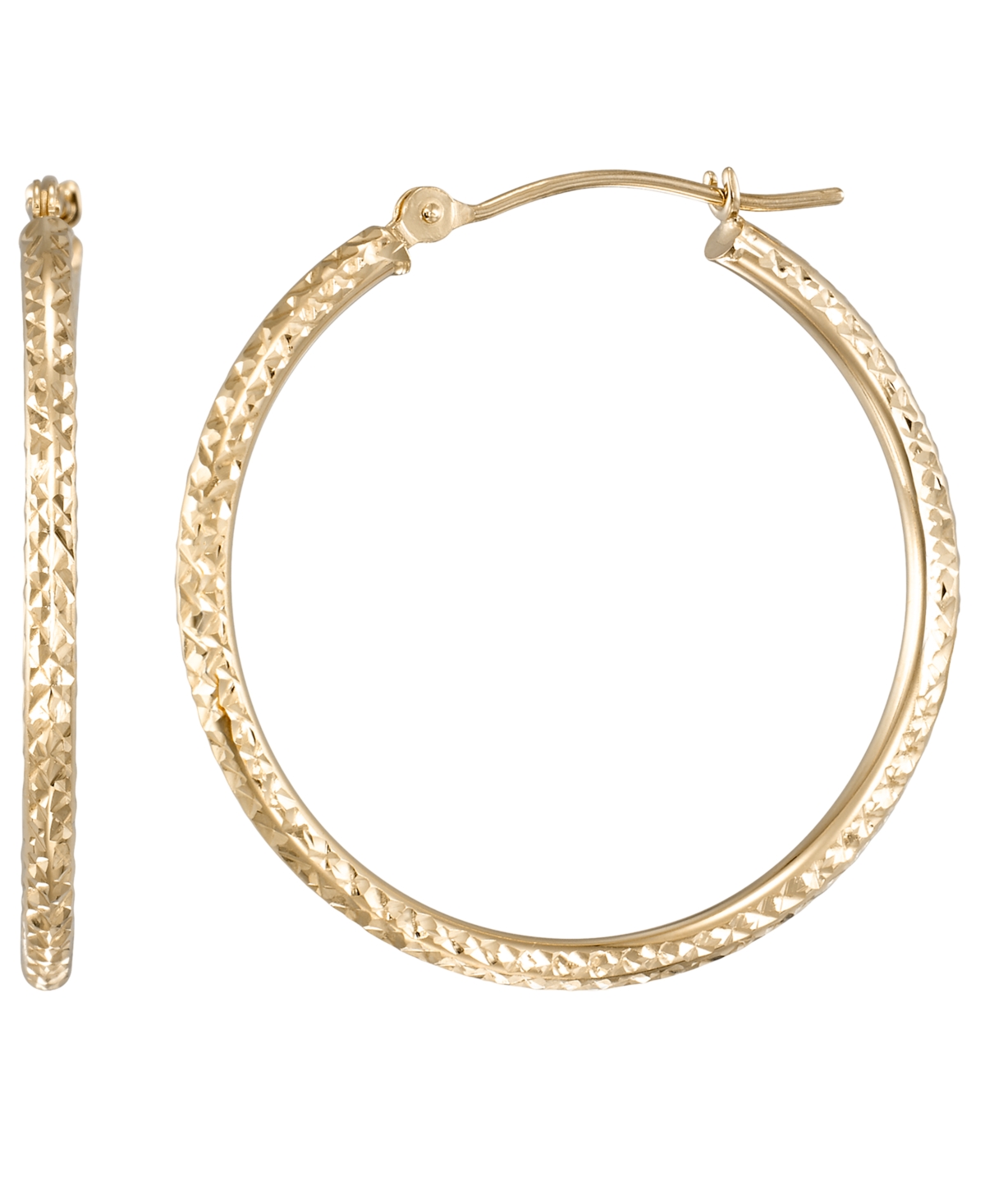Click here for Macys High Polished & Diamond Cut Hoop Earrings in... prices