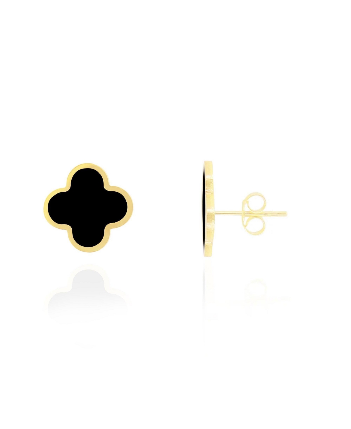 Click here for The Lovery Classic Onyx Clover Stud Earrings 14K G... prices