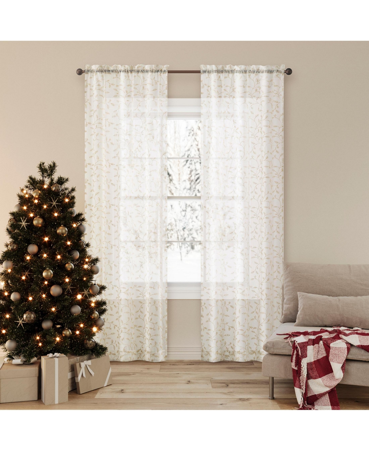 Click here for No. 918 Holly Metallic Embroidery Christmas Sheer... prices