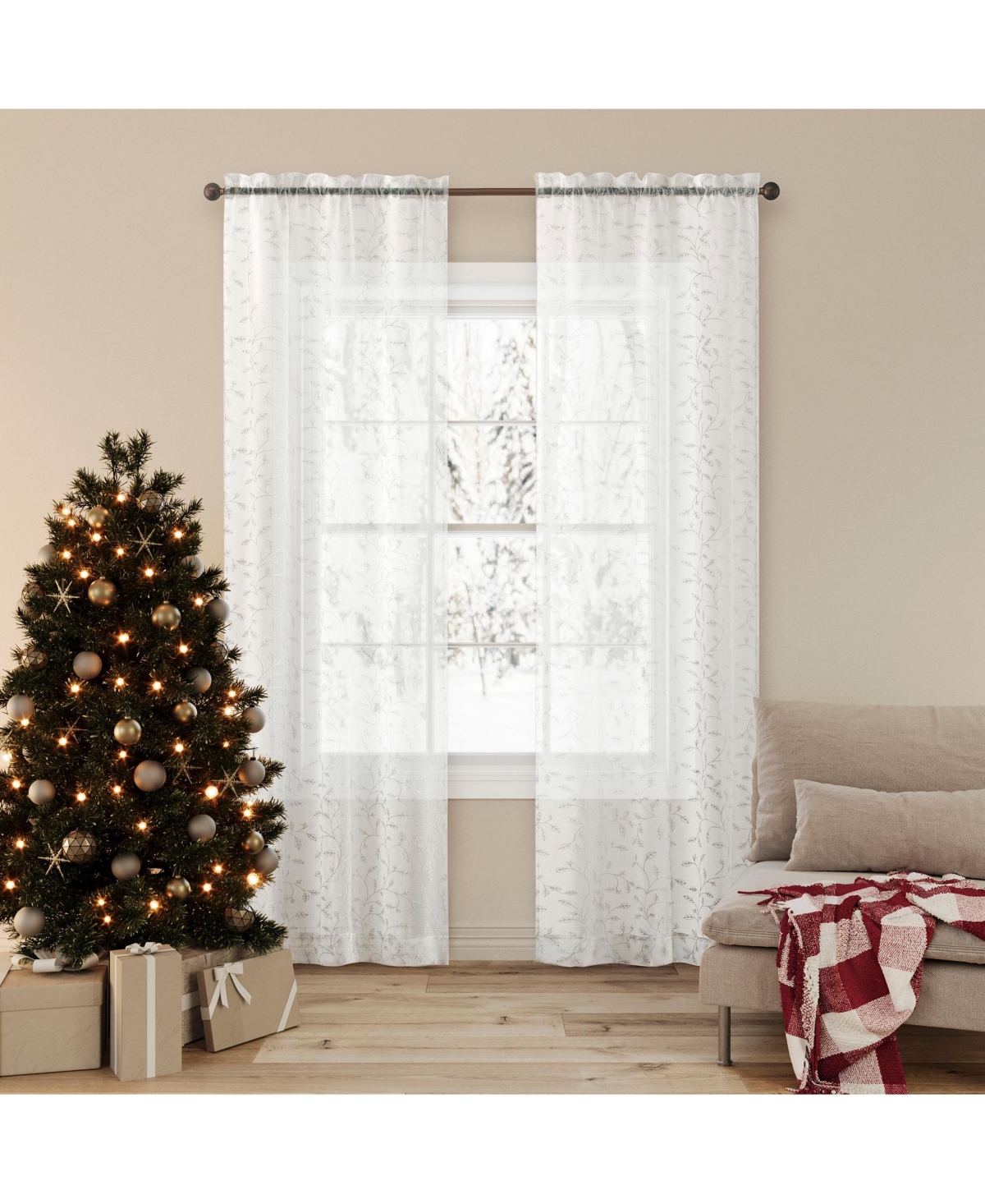 Click here for No. 918 Holly Metallic Embroidery Christmas Sheer... prices