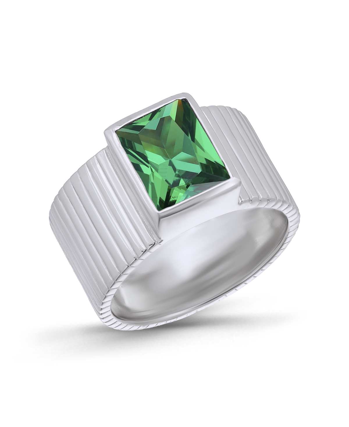 Click here for Macys Ribbed Created Green Quartz Cigar Band Ring... prices