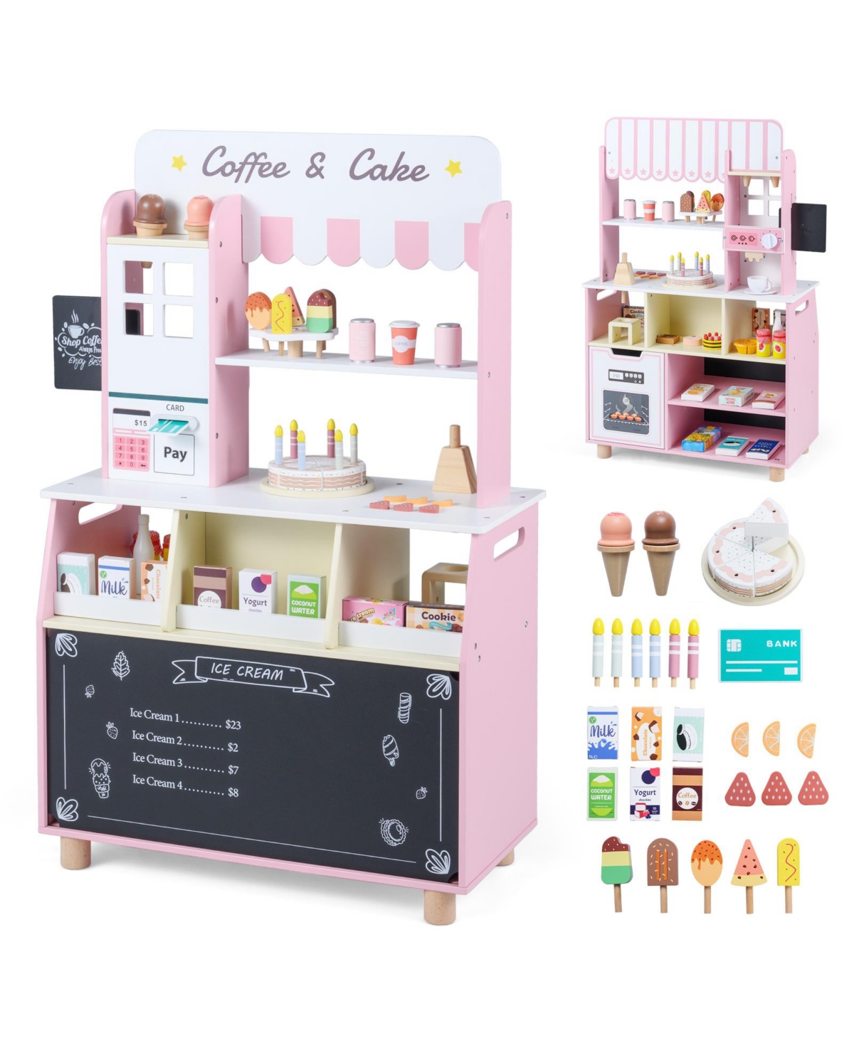 Click here for Gymax Ice Cream Shop Wooden 27-Piece Playset  Ages... prices