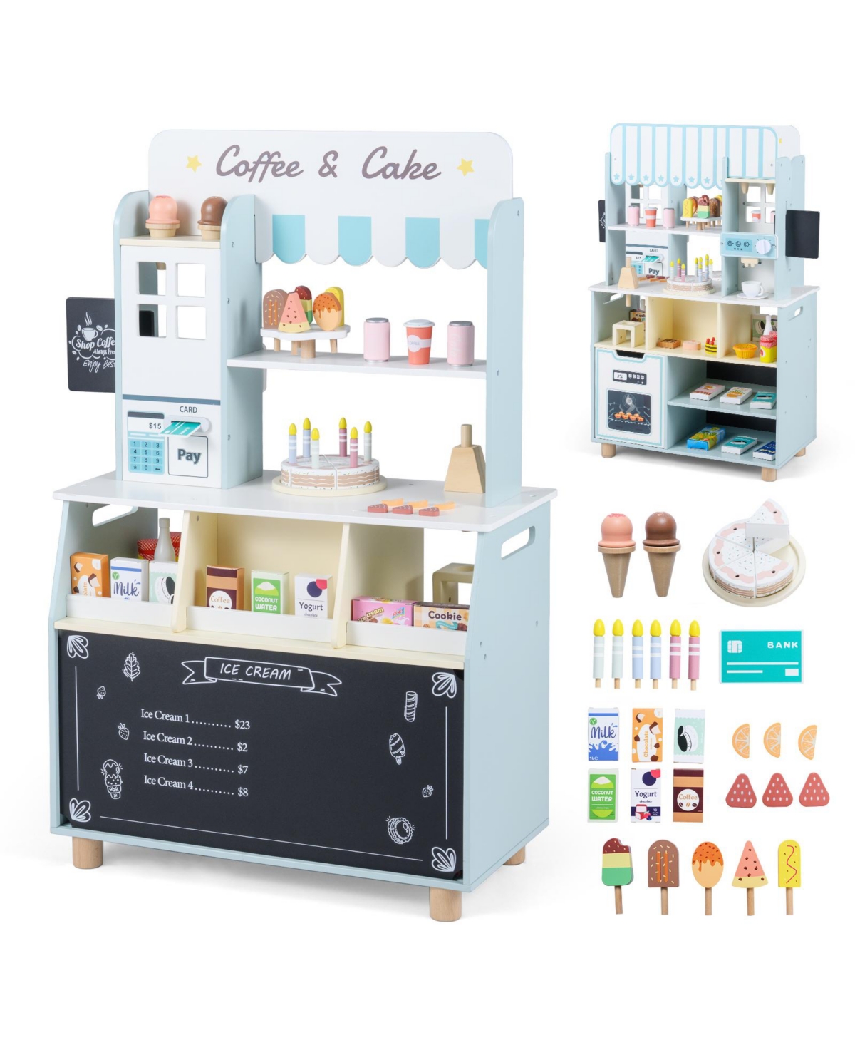 Click here for Gymax Ice Cream Shop Wooden 27-Piece Playset  Ages... prices