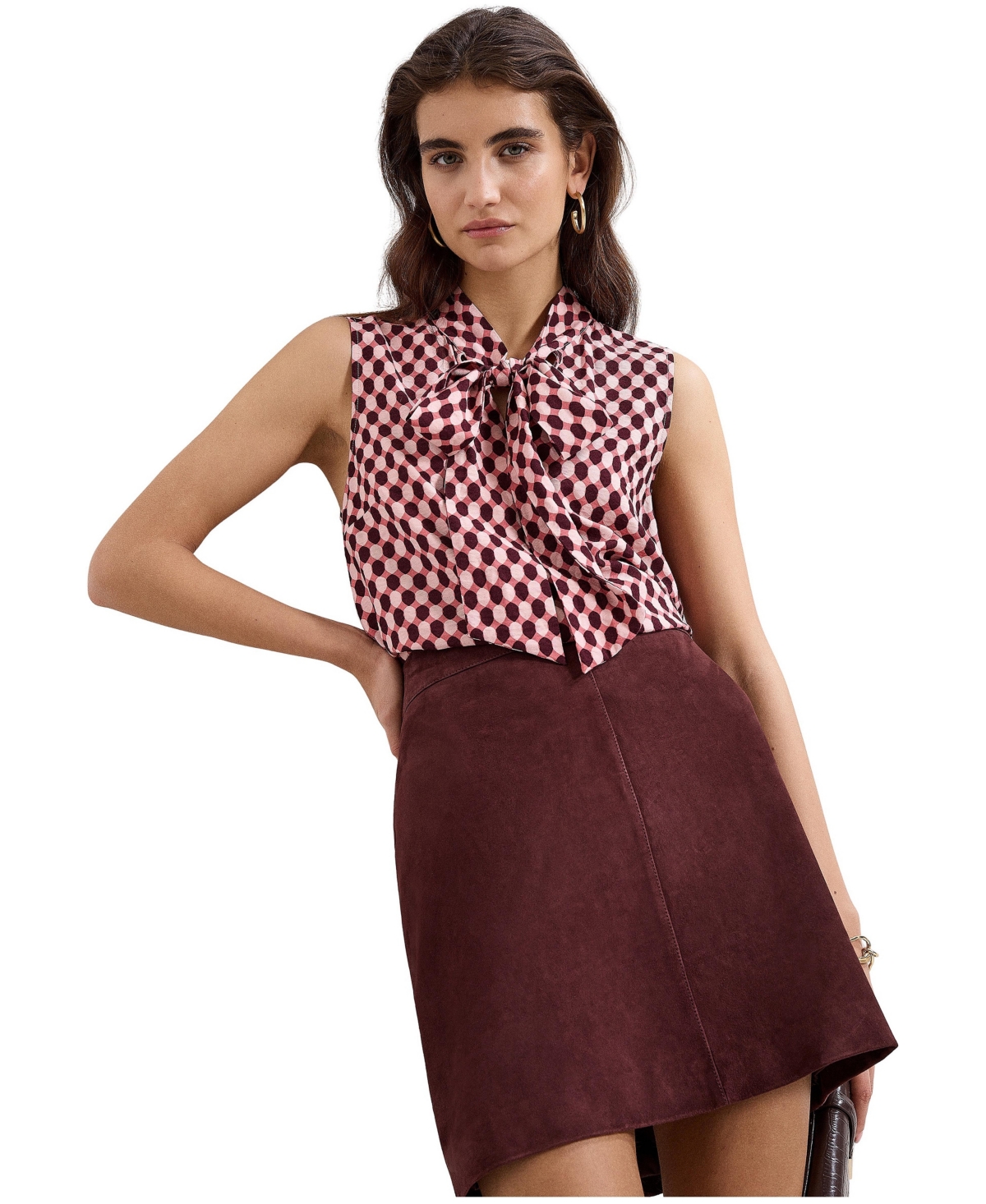 Click here for Phase Eight Womens Junie Geometric-Print Tie-Neck... prices