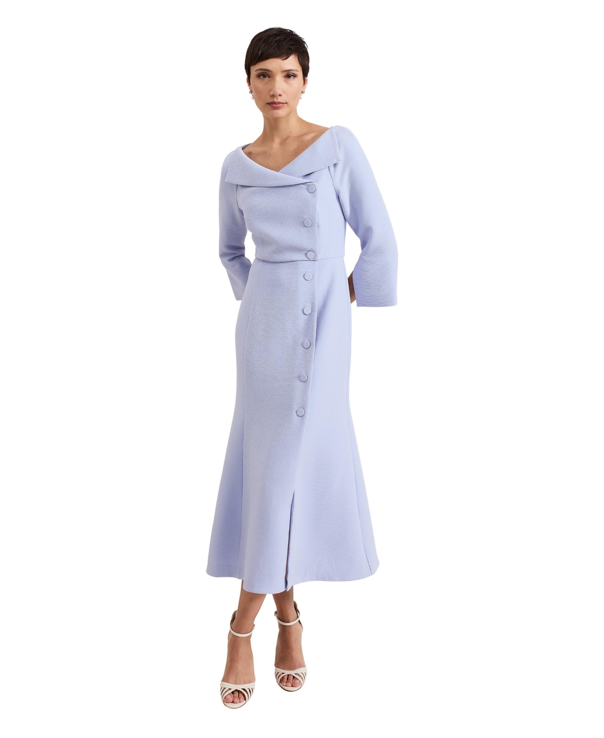 Click here for Phase Eight Womens Sienna Asymmetric-Collar Midi D... prices