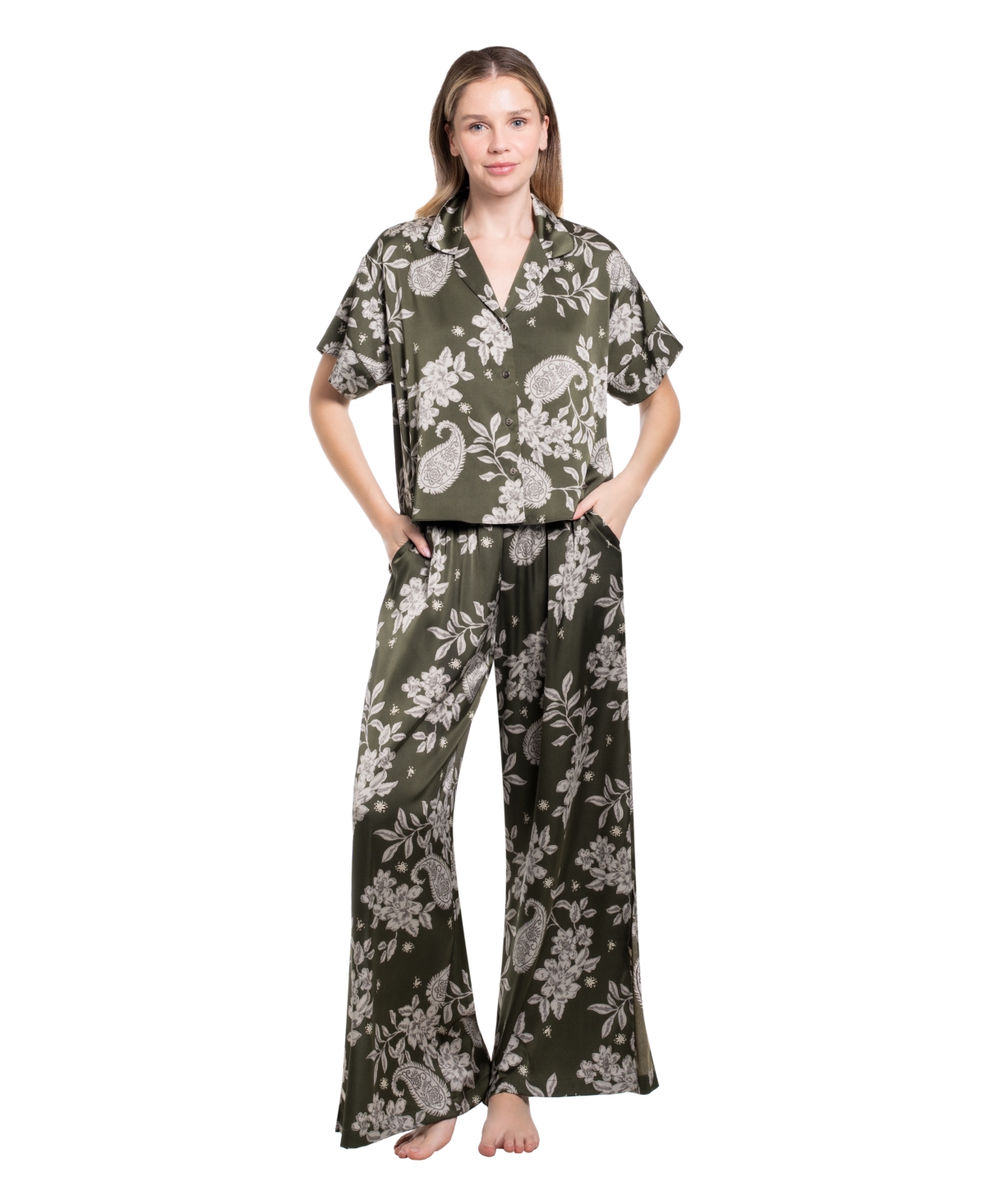 Click here for Midnight Bakery Womens Paisley Pretty Satin 2-Piec... prices