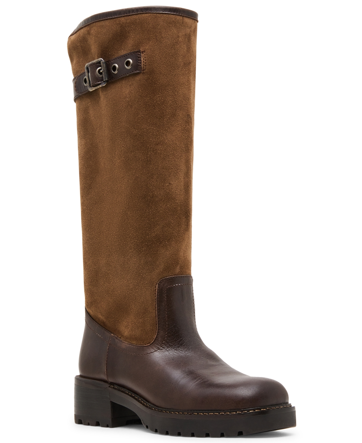 Click here for Steve Madden Womens Ramble Wide-Calf Lug Sole Ridi... prices