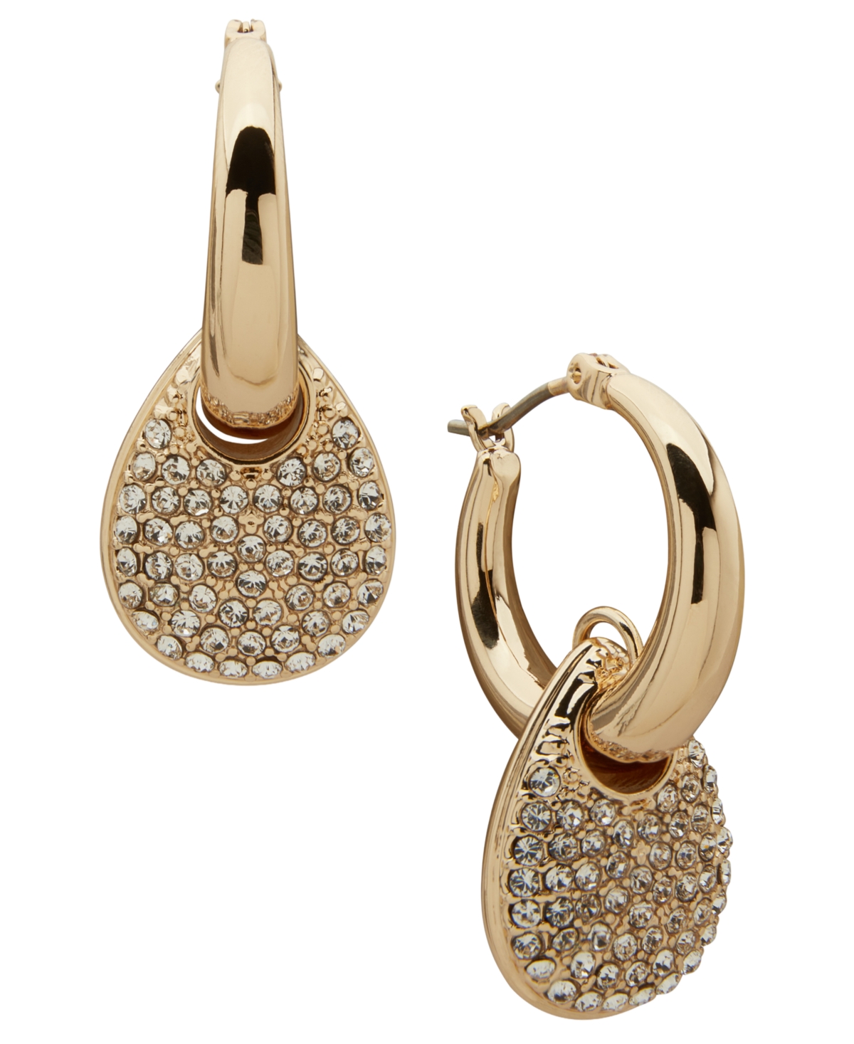 Click here for Dkny Puffy Charm Hoop Earrings - Crystal prices