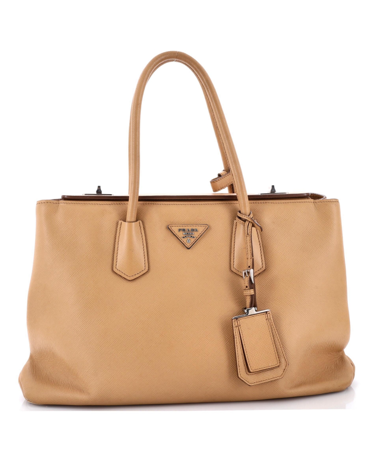Click here for Pre-Owned Prada Medium Turnlock Cuir Twin Tote Saf... prices